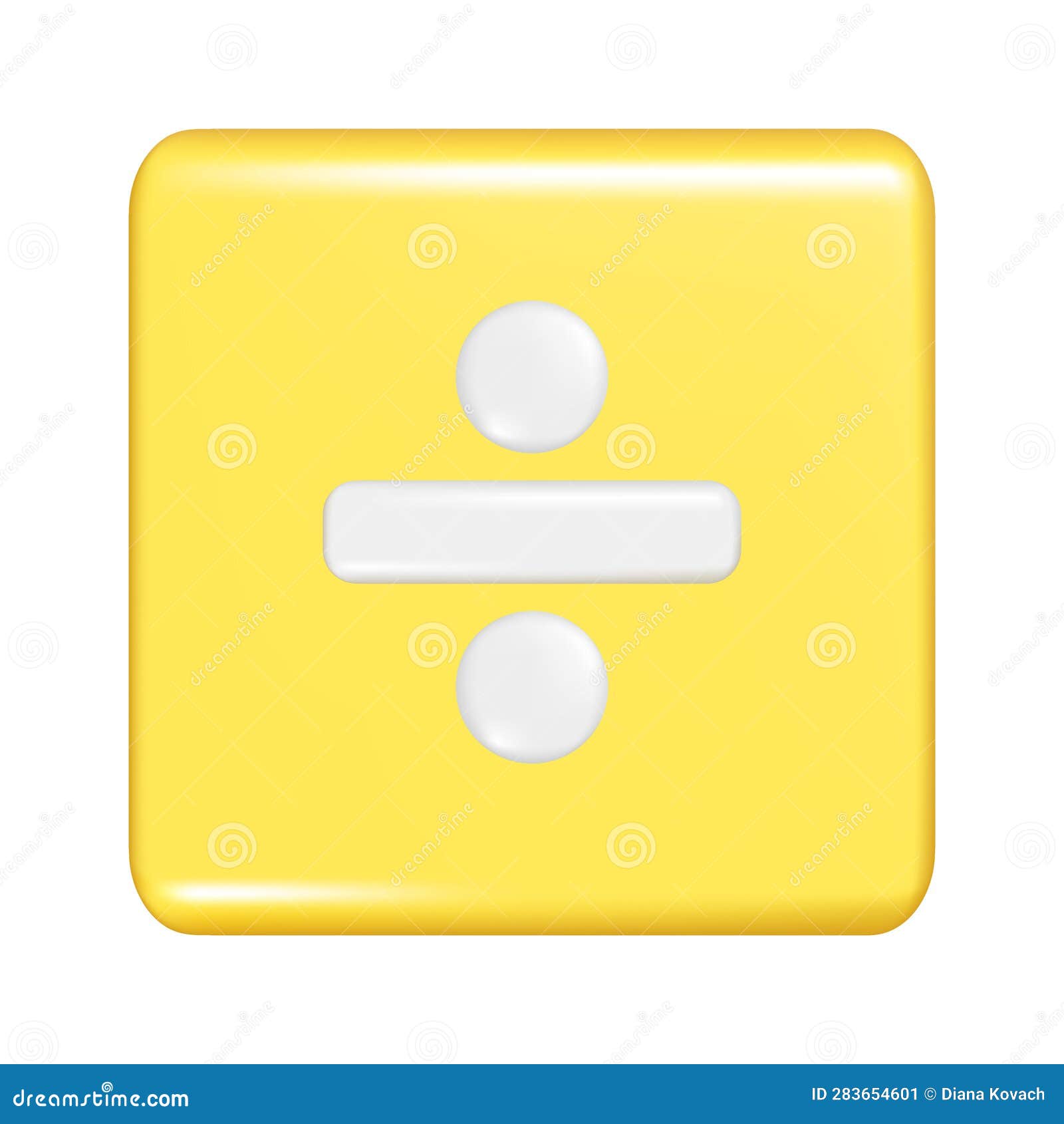 Realistic 3d Yellow Square Shape with Division Sign. Decorative Square ...