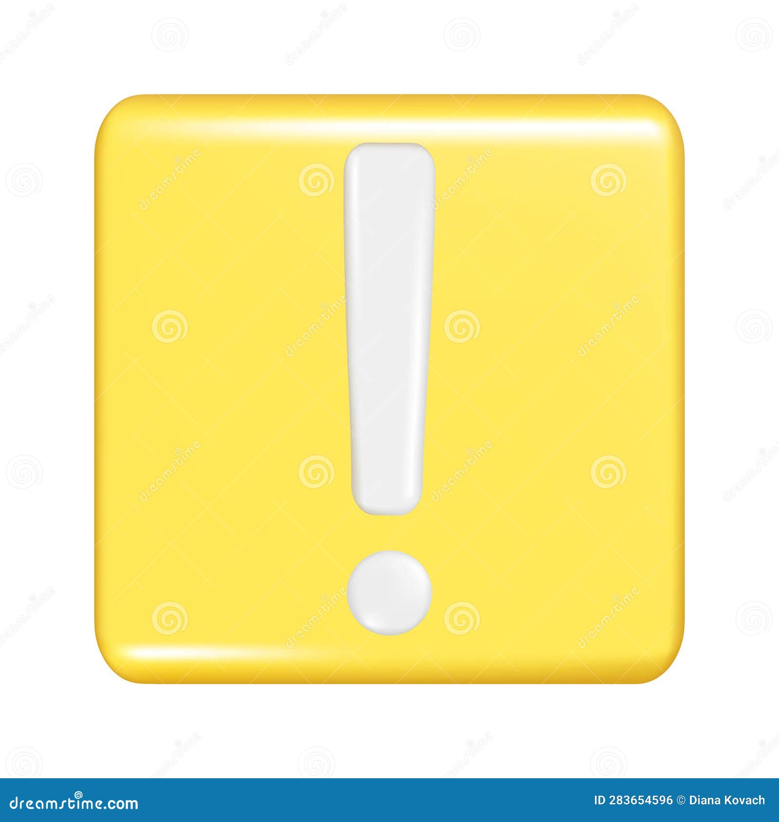 Realistic 3d Yellow Square Shape with Exclamation Sign. Decorative ...