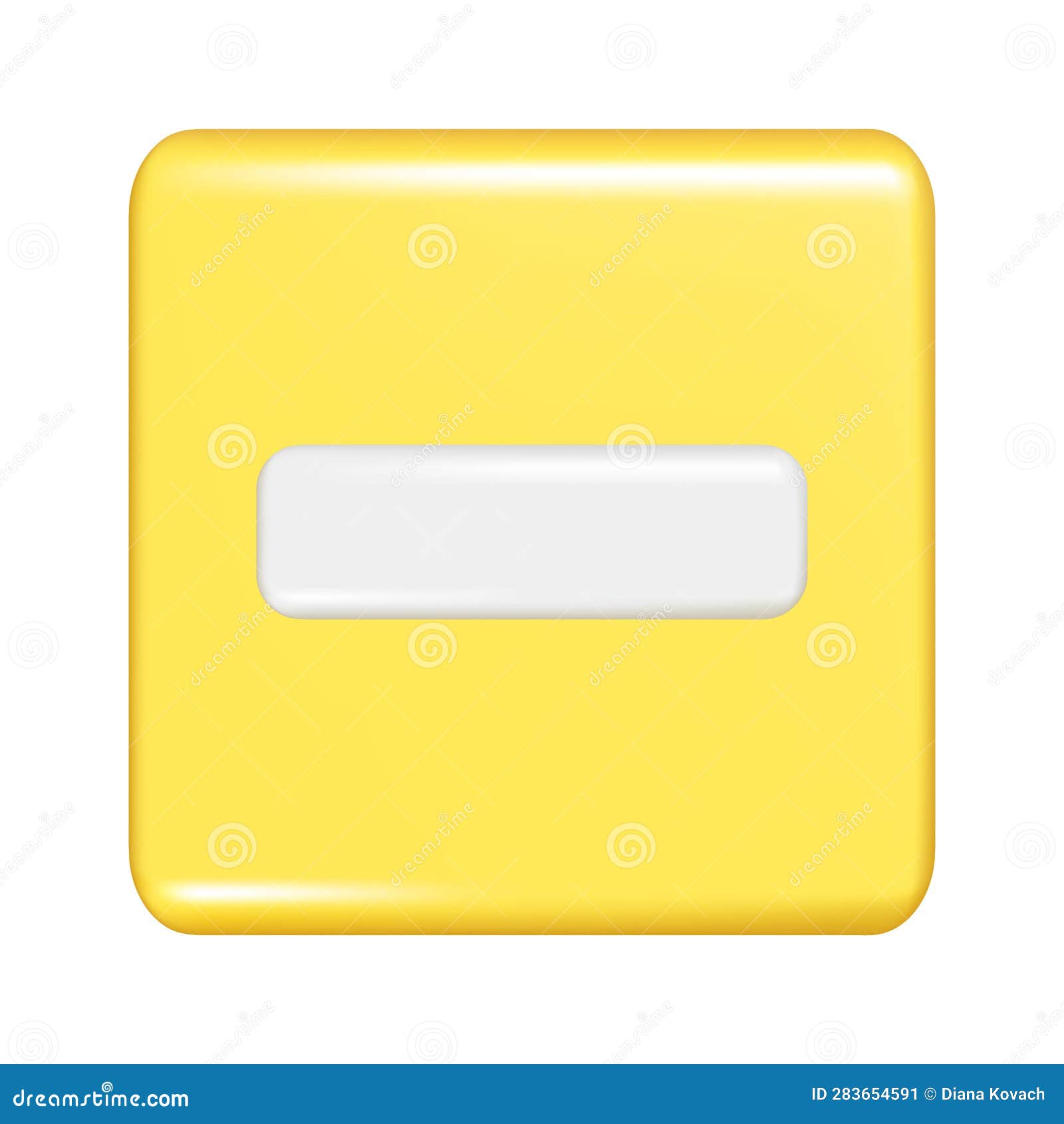 Realistic 3d Yellow Square Shape with Minus Sign. Decorative Square ...