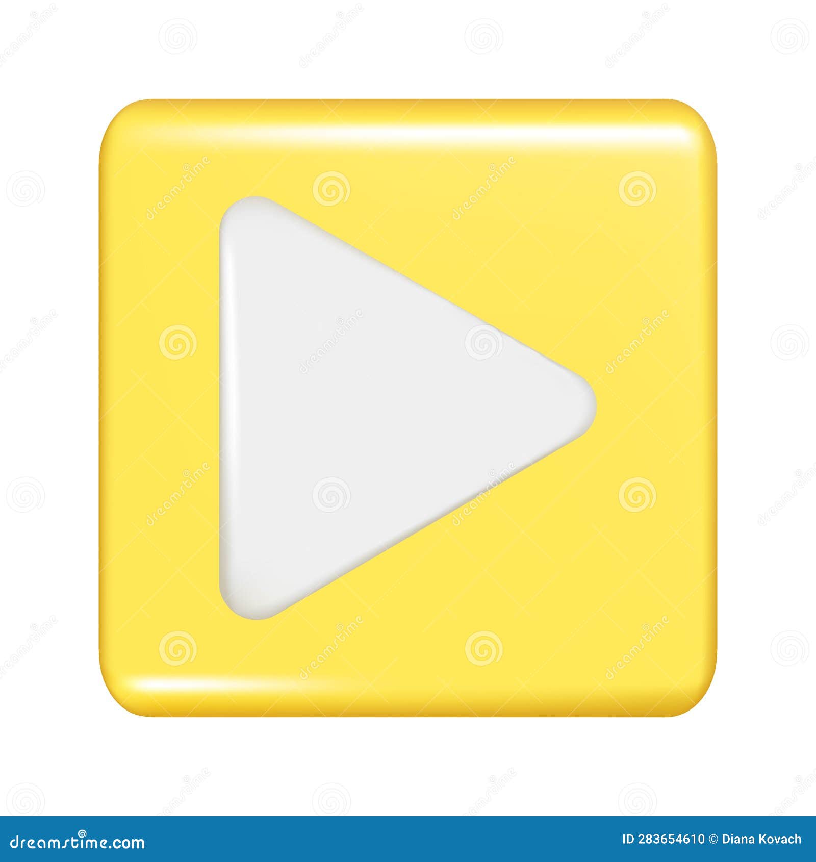 Realistic 3d Yellow Square Shape with Play Sign. Decorative Square ...