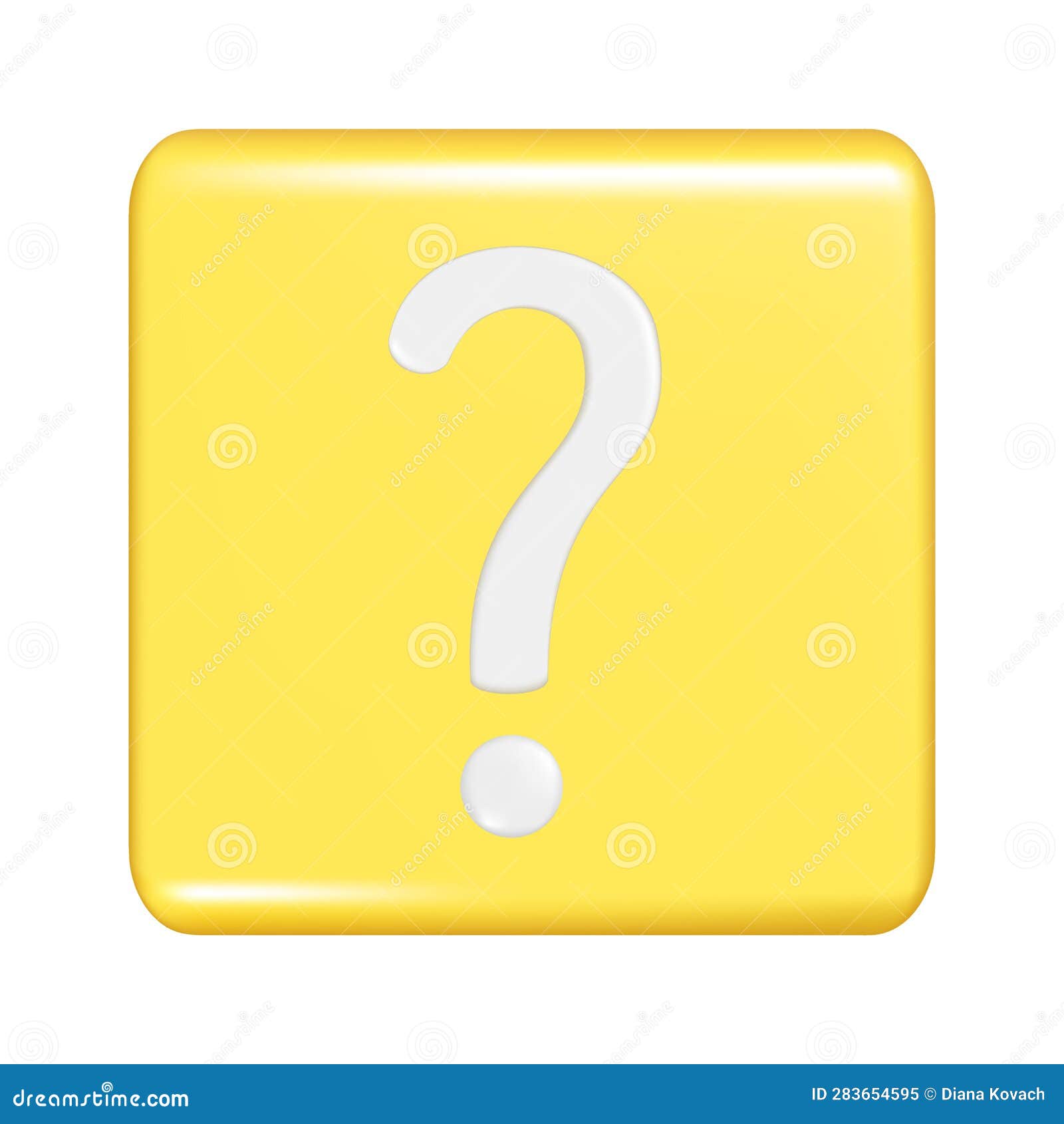 Realistic 3d Yellow Square Shape with Question Sign. Decorative Square ...