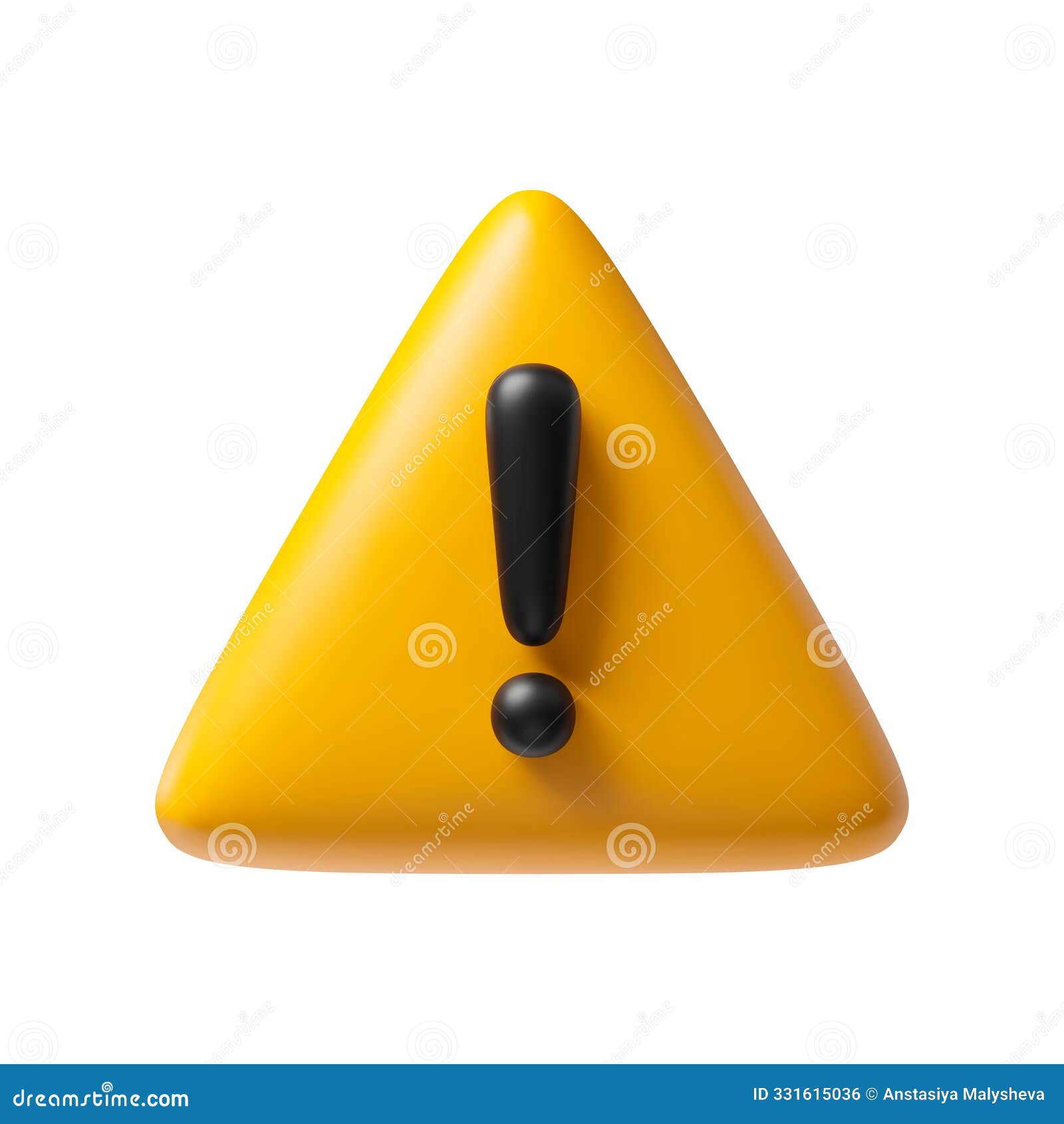 Realistic 3D Yellow Triangle Exclamation Mark Icon Stock Vector ...