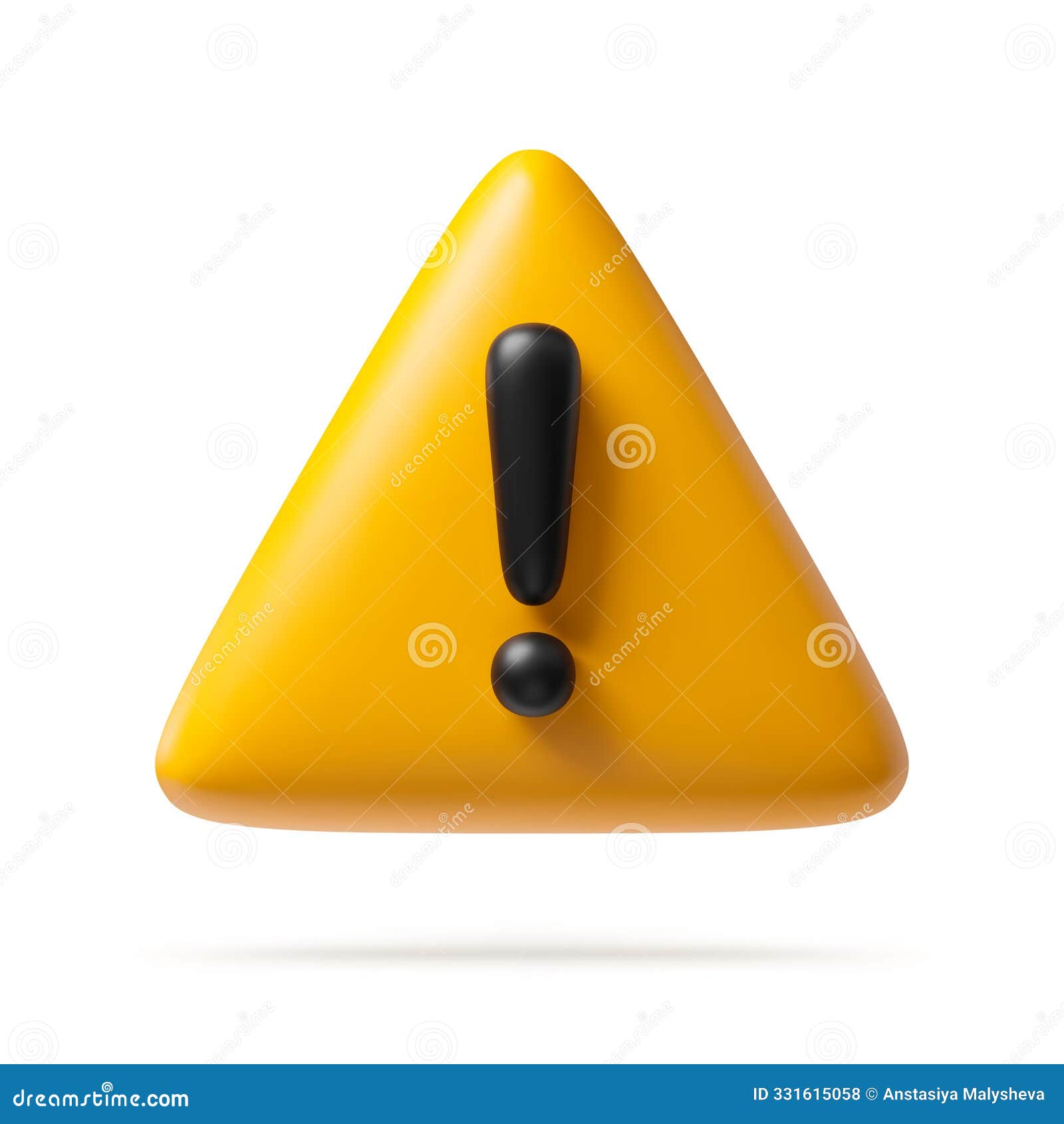 Realistic 3D Yellow Triangle Exclamation Mark Icon Stock Illustration ...