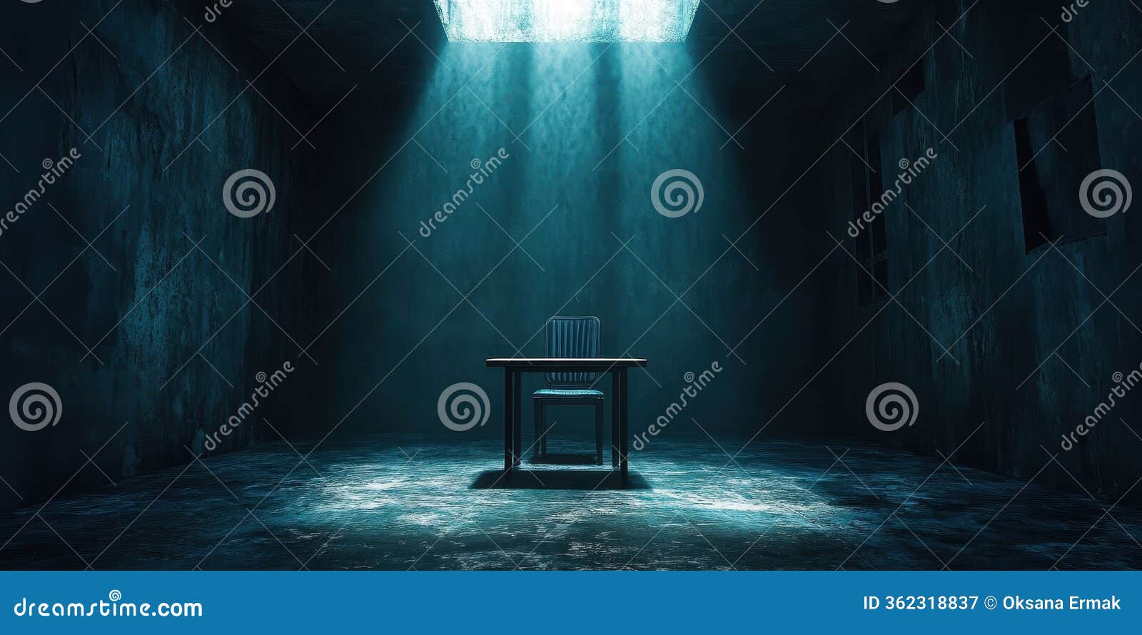 The Interrogation Chair. An Old Chair In A Concrete Basement. Royalty ...