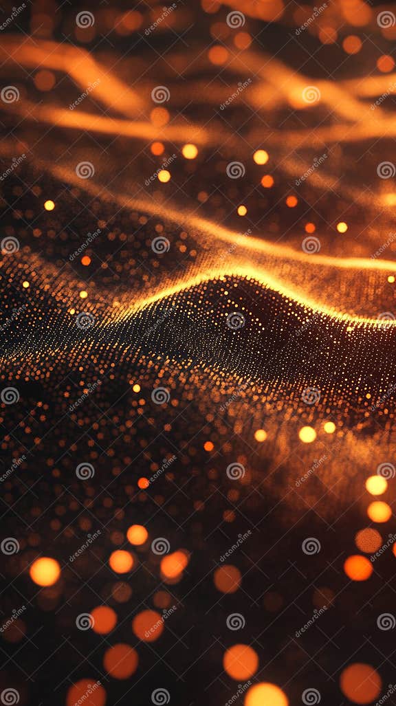 Realistic Data Network Visualization with Soft Glowing Points on a Wavy Surface Stock ...