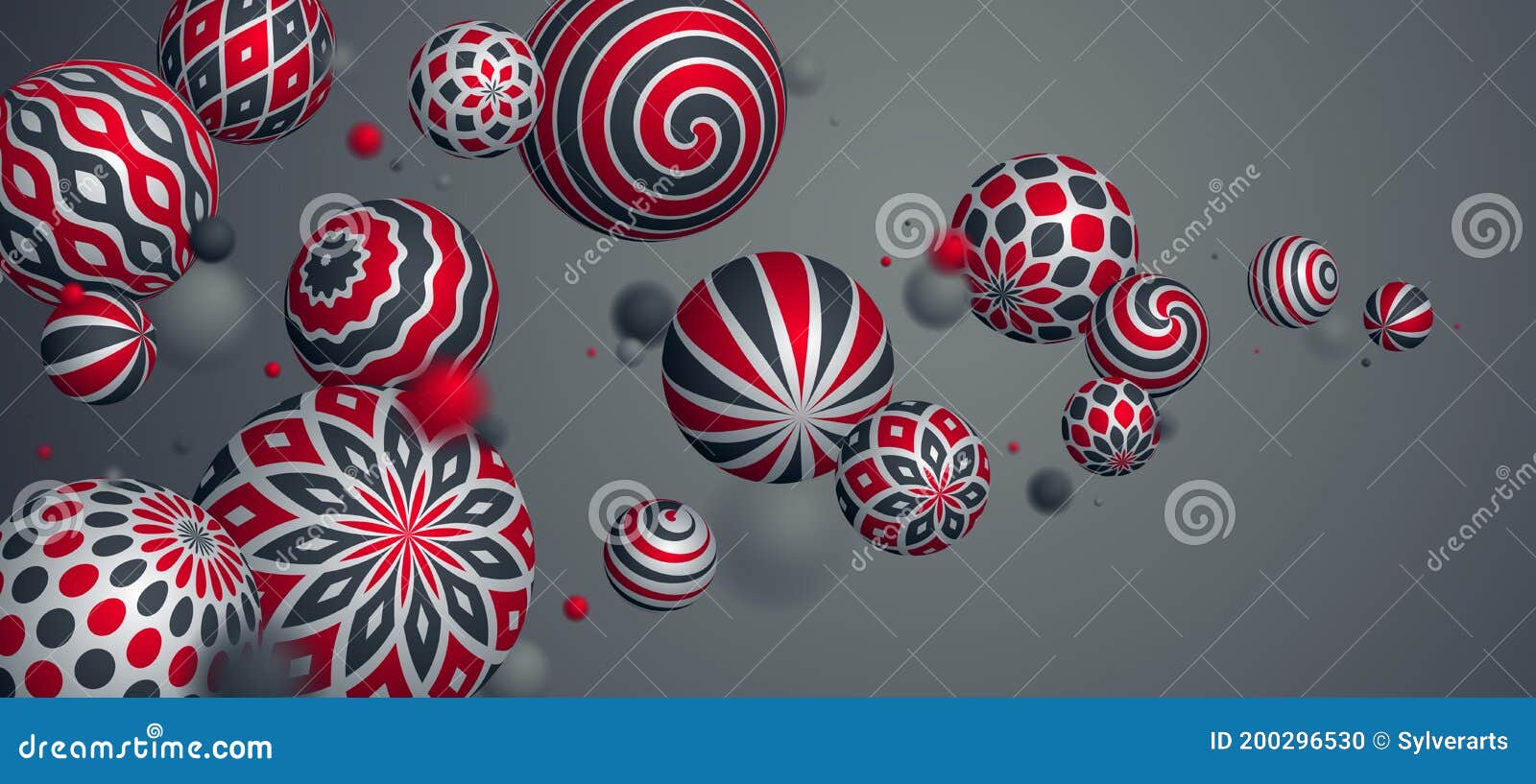 Realistic Decorated Spheres Vector Illustration, Abstract Background ...