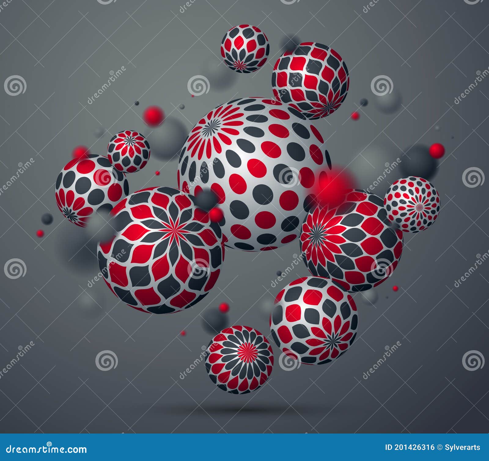 Realistic Decorated Spheres Vector Illustration, Abstract Background ...