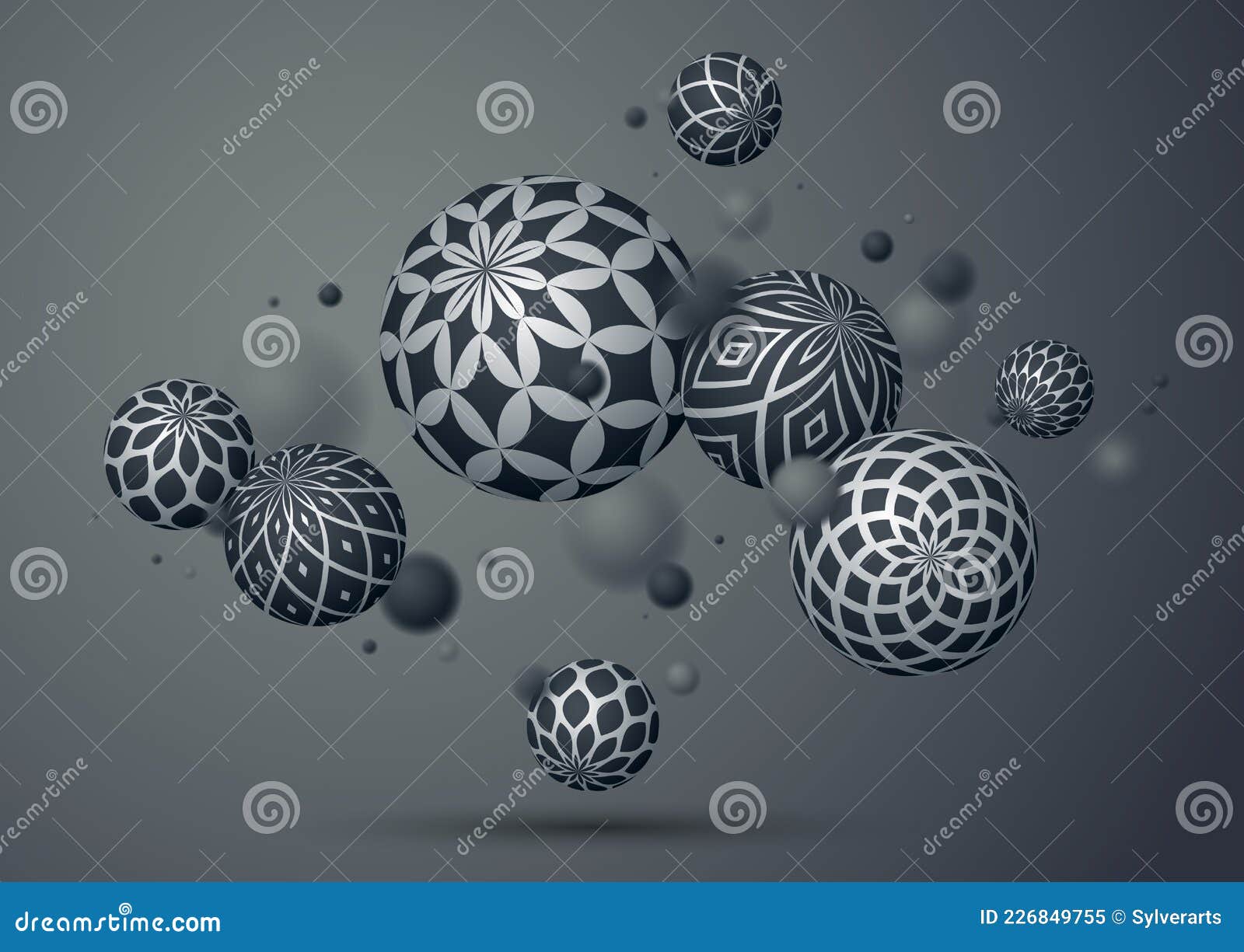 Realistic Decorated Spheres Vector Illustration, Abstract Background ...