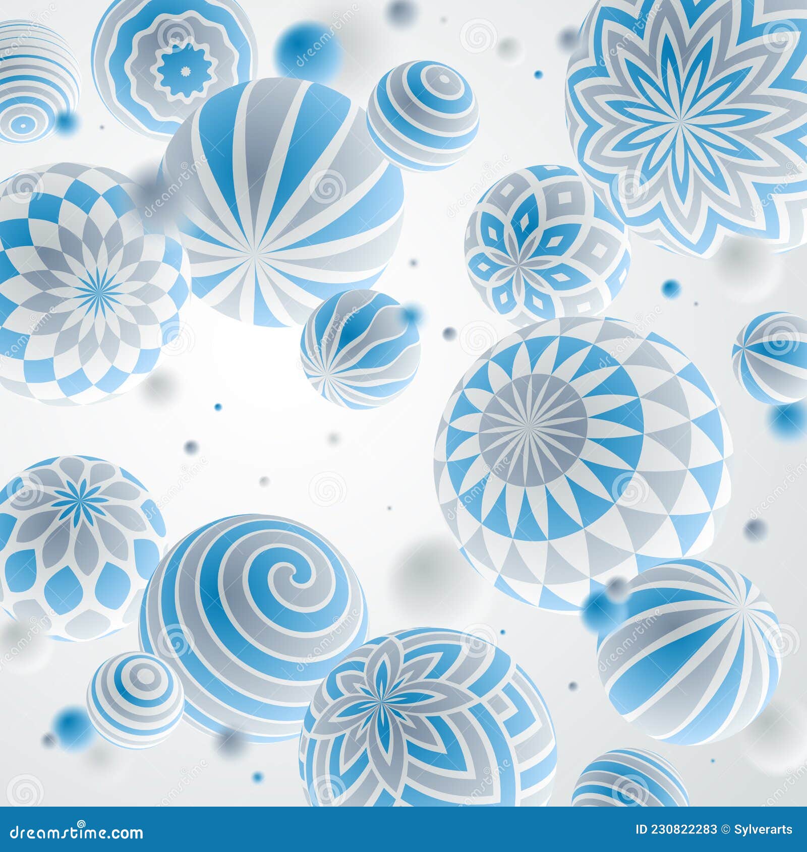 Realistic Decorated Spheres Vector Illustration, Abstract Background ...