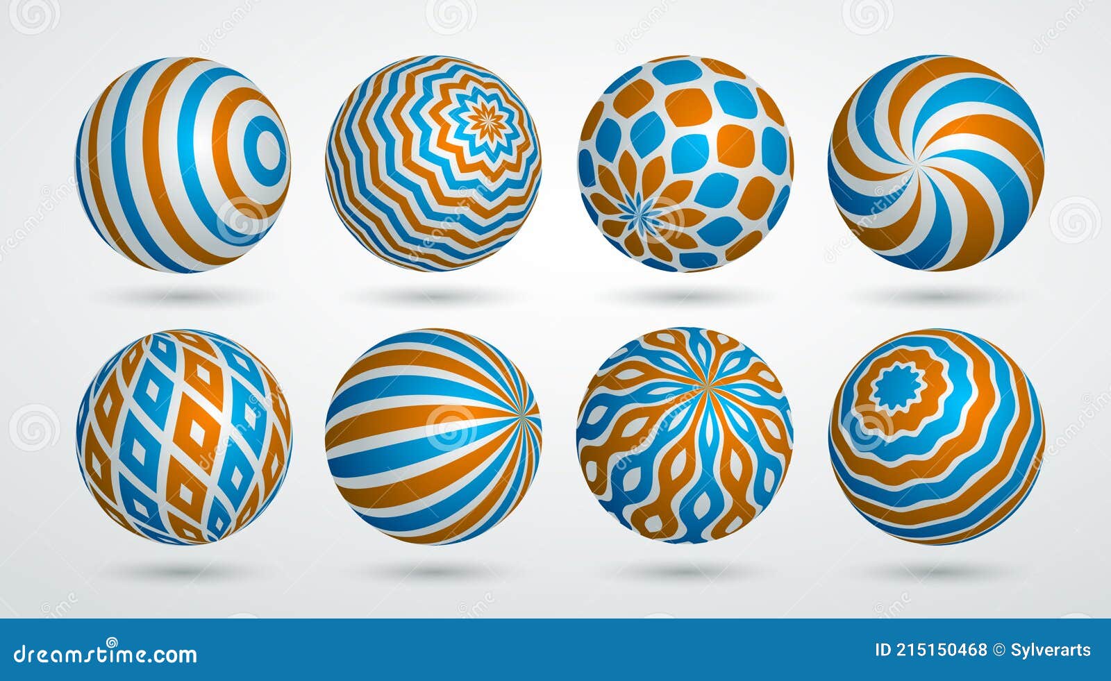 Realistic Decorated Spheres Vector Illustrations Set, Abstract ...