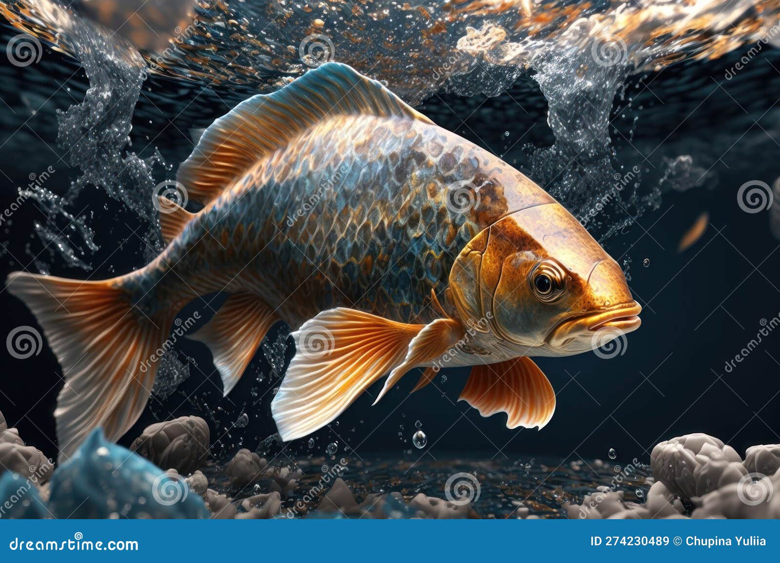 Realistic Decorative Fish in Action. AI Generated Stock Image - Image ...