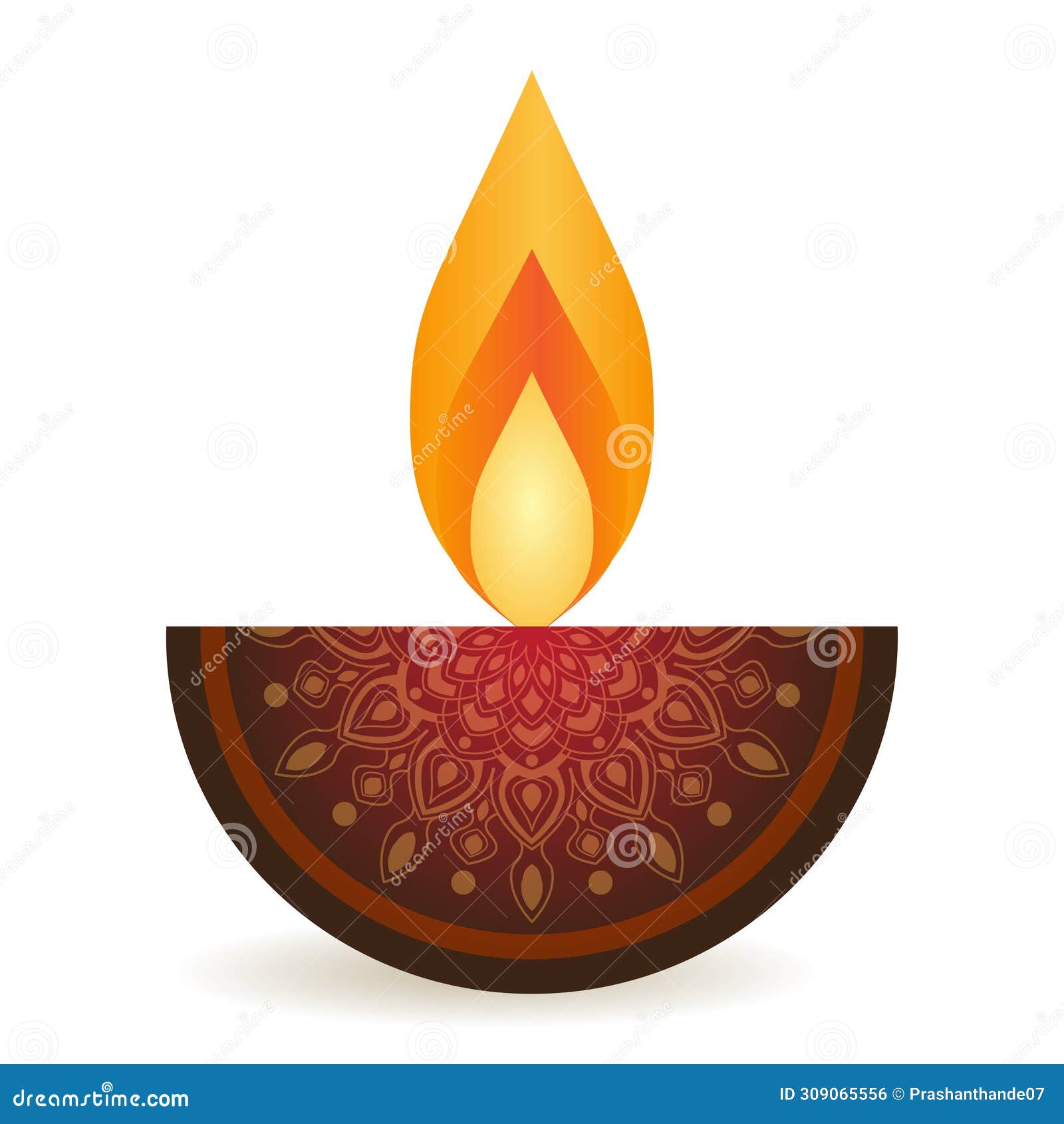 Realistic Decorative Oil Lamp, Diya Vector Illustration Stock Vector ...