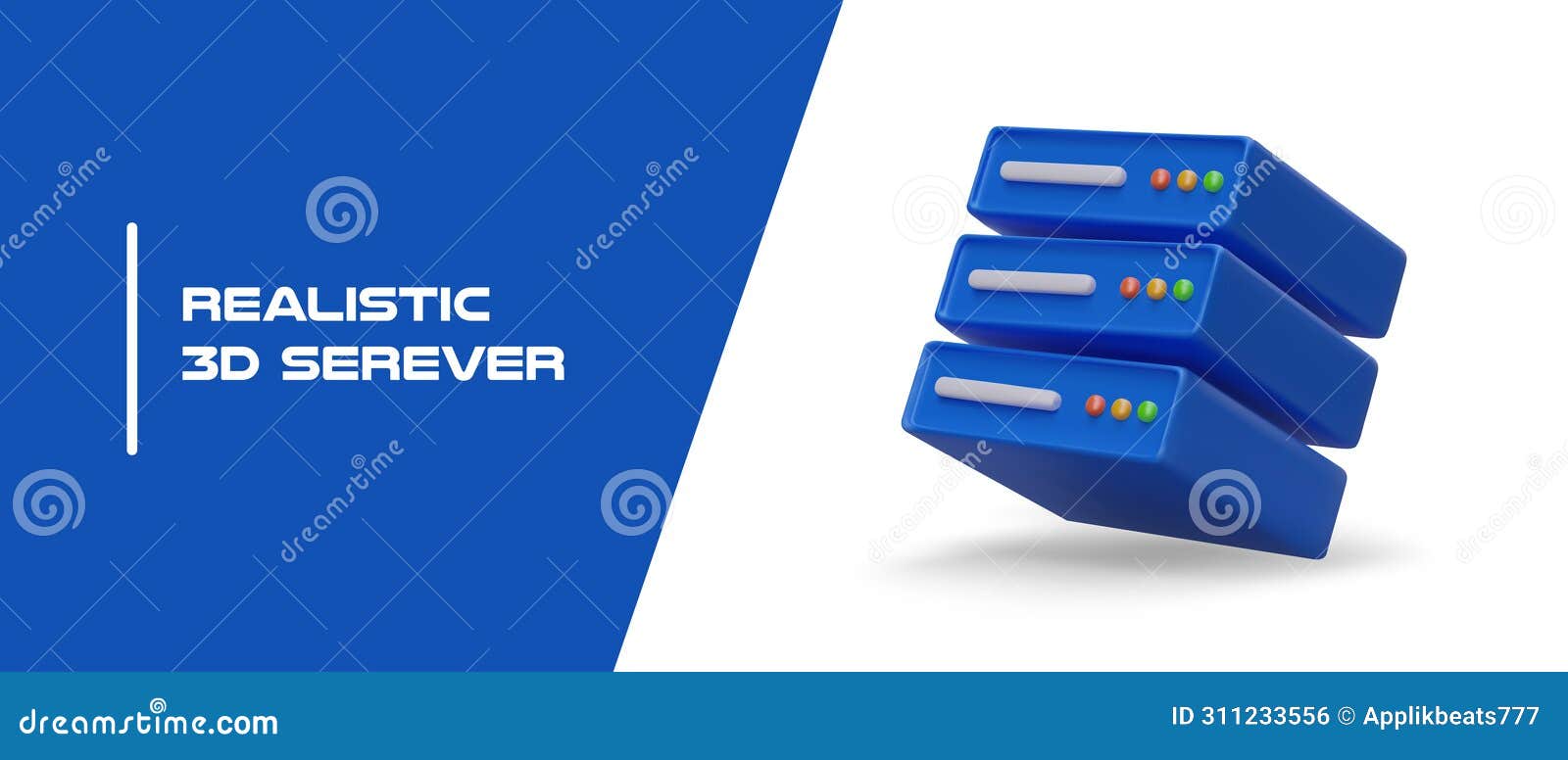 Realistic Dedicated Server. Advertising Color Banner with Illustration ...