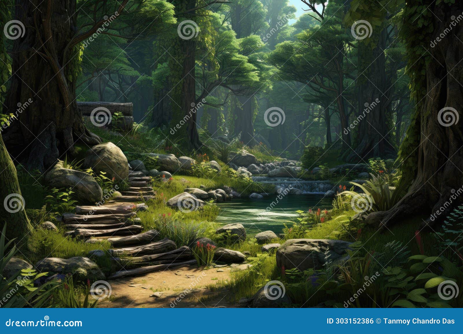 Realistic Deep Forest ,Deep Forest Fantasy Backdrop Concept Art Realistic Illustration ...