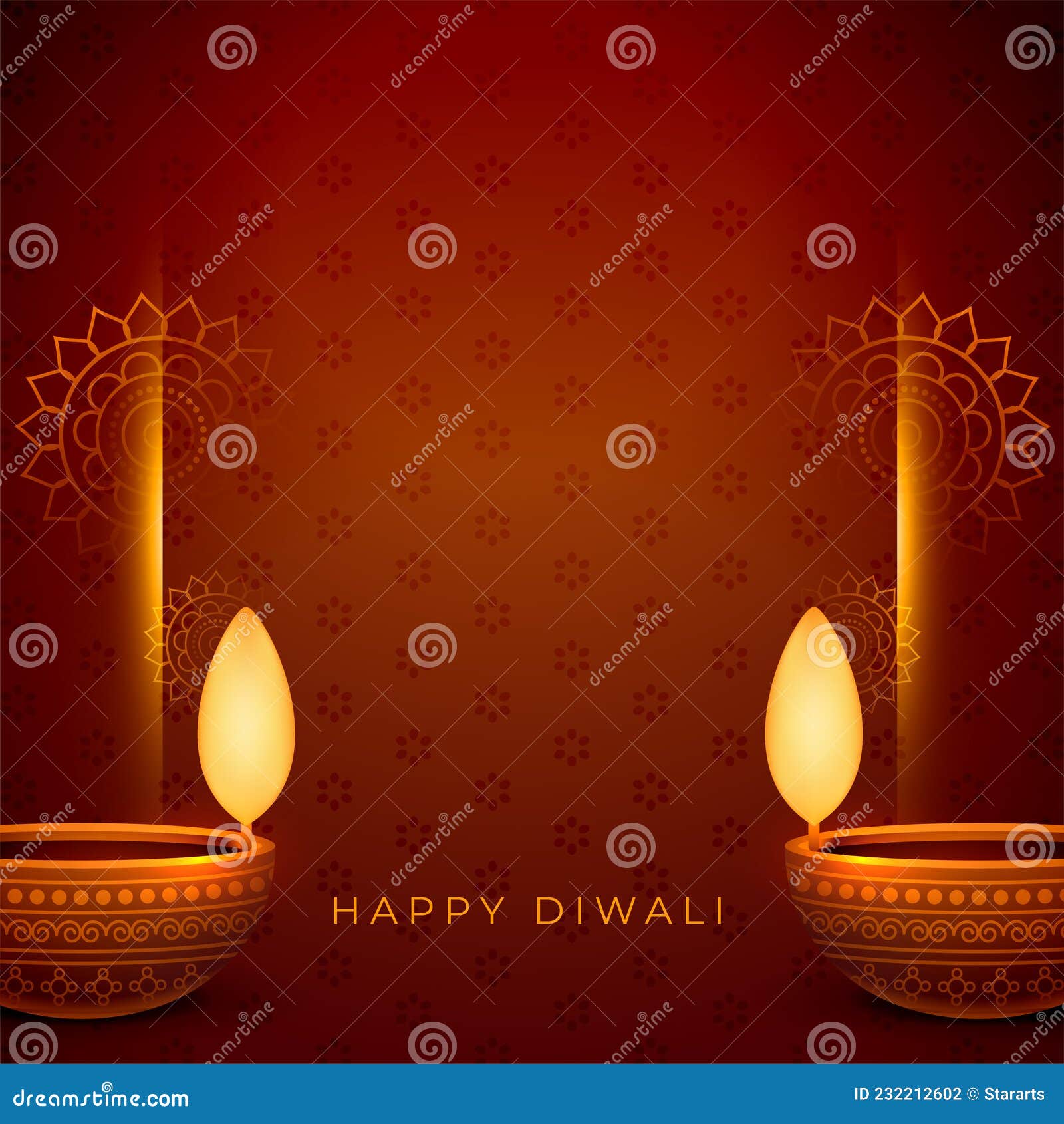 Realistic Deepavali Card Design with Text Space Stock Vector ...