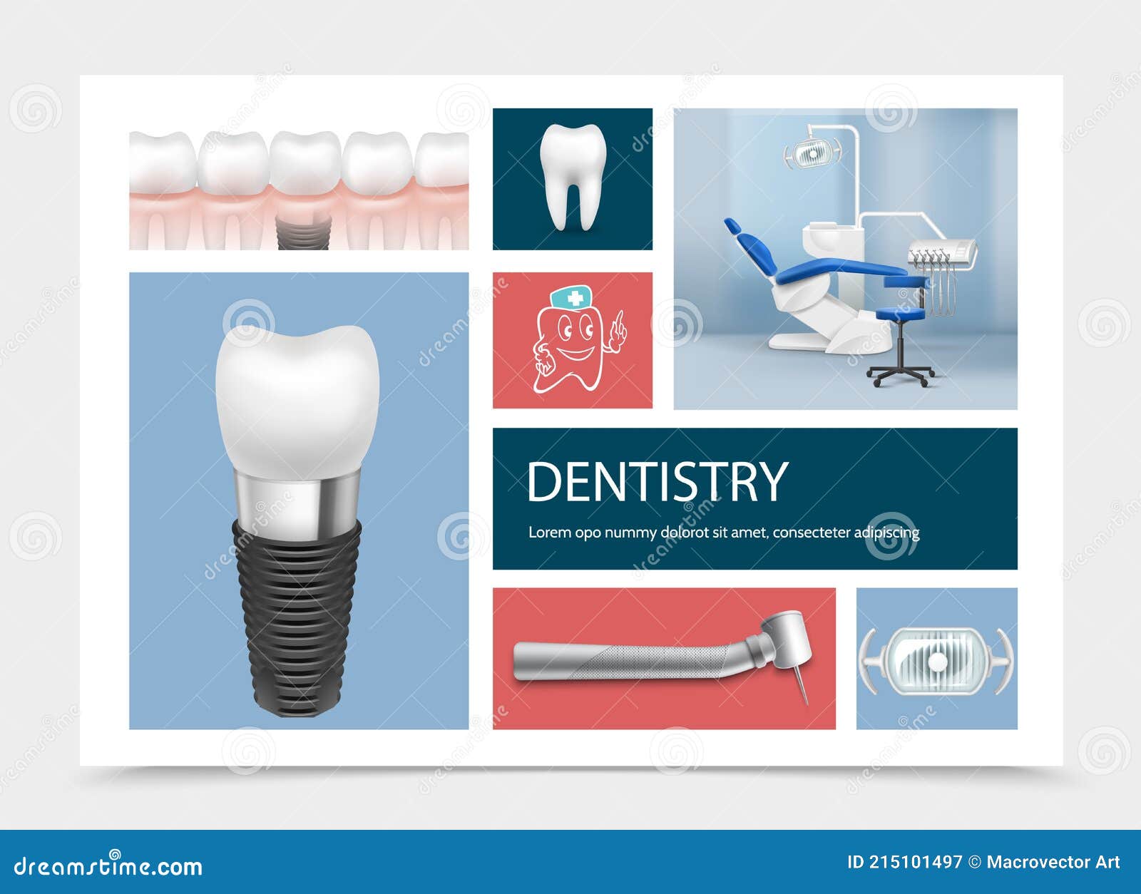 Realistic Dentistry Elements Composition Stock Vector - Illustration of ...