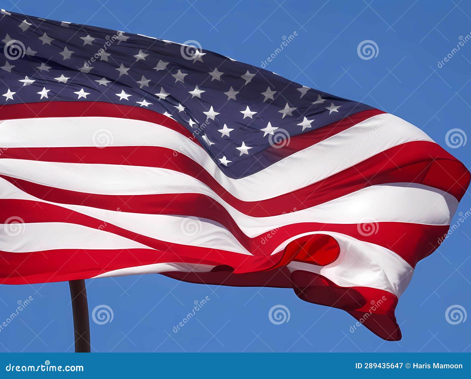 Realistic Depiction of the American Flag Waving in the Sky Stock ...