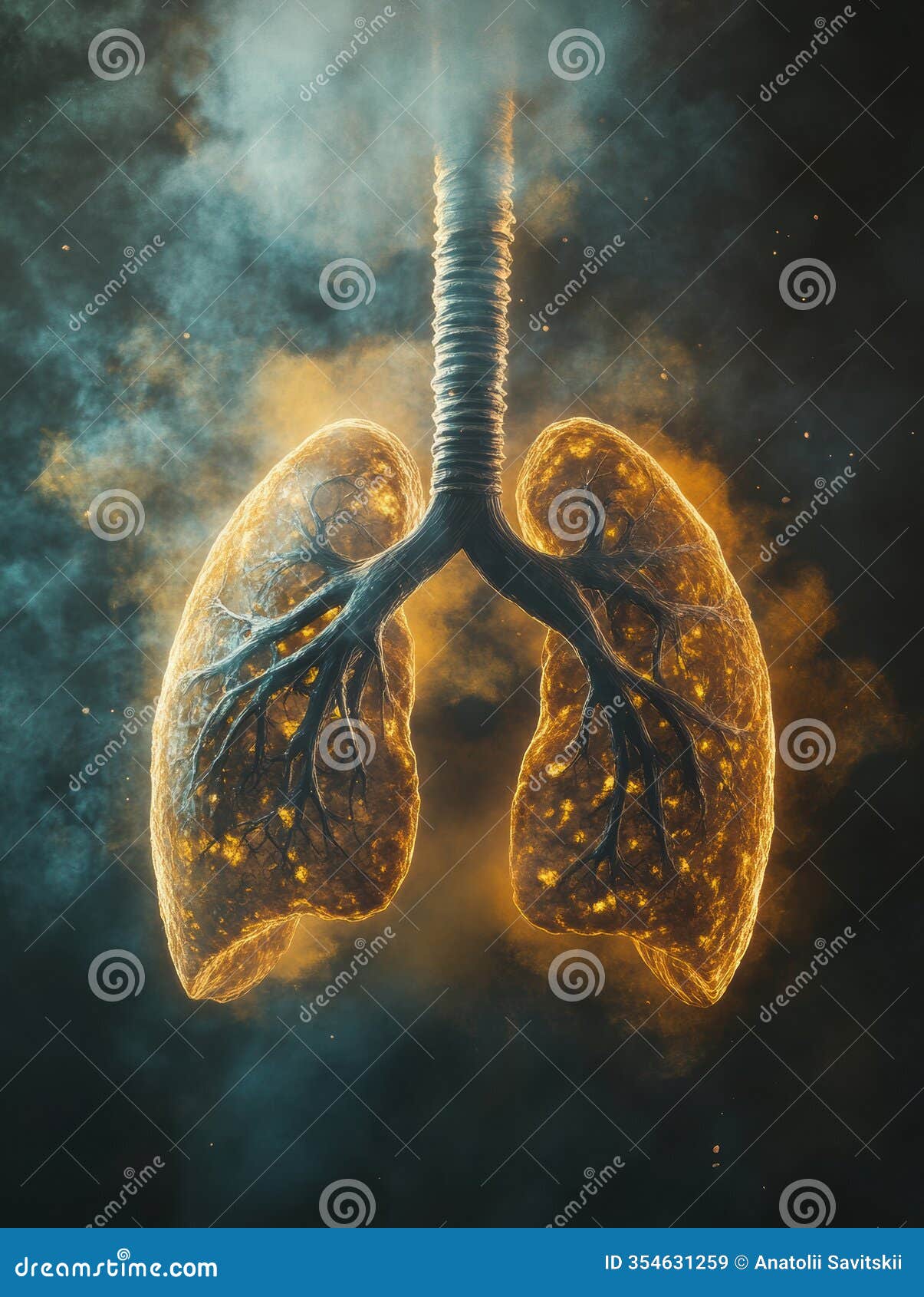 Realistic Depiction of Lungs Affected by Smog and Dust Particles in a ...