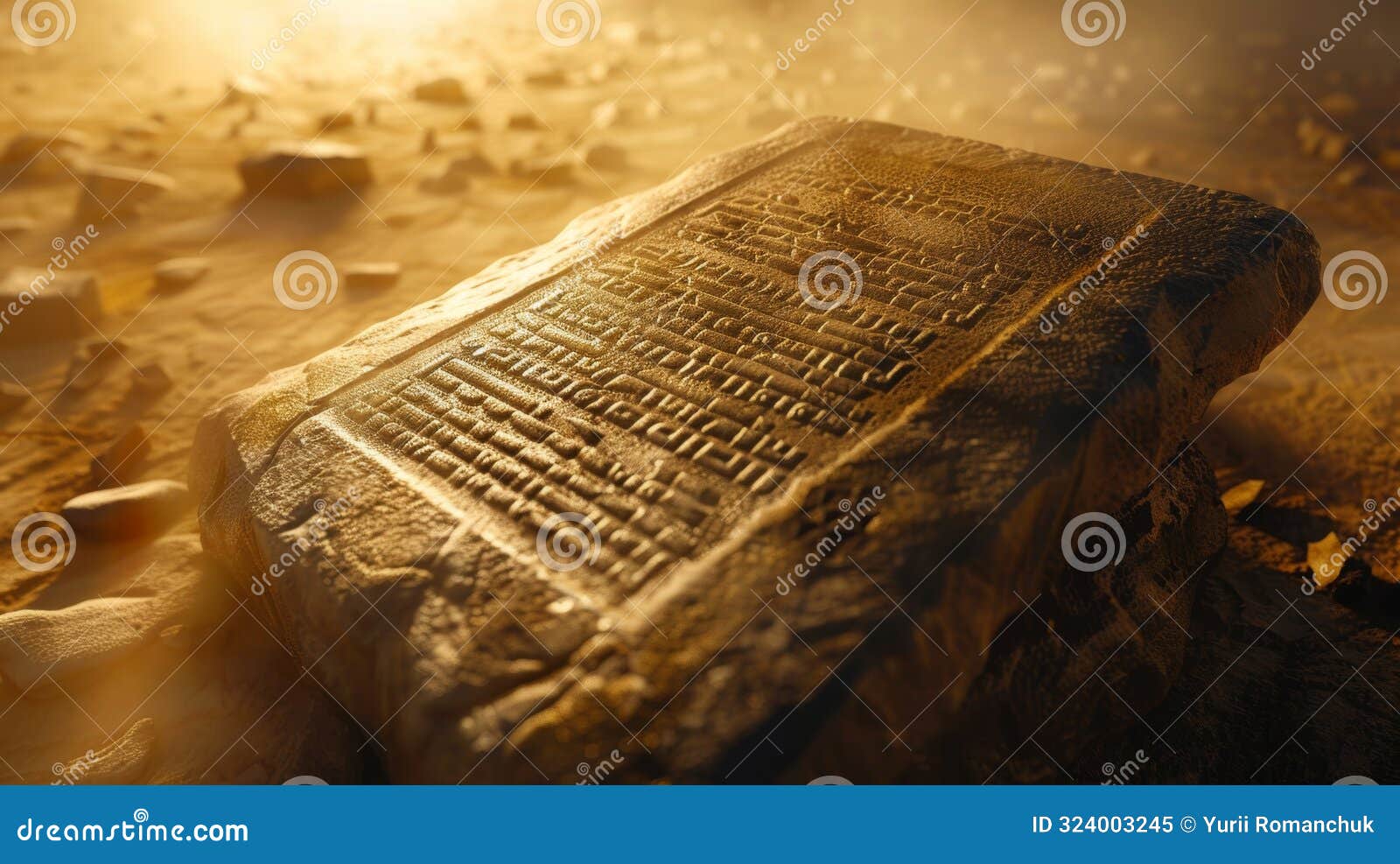 Realistic Depiction of Ten Commandments on Stone Tablets from Exodus ...