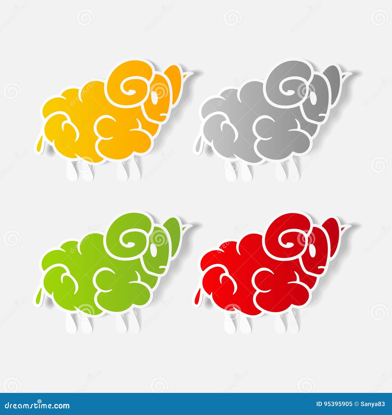 Realistic Design Element: Sheep Stock Vector - Illustration of modern ...