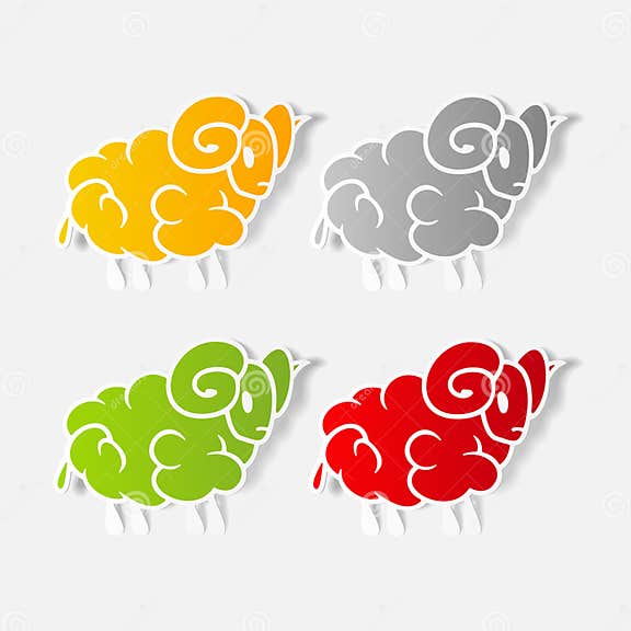Realistic Design Element: Sheep Stock Vector - Illustration of modern ...