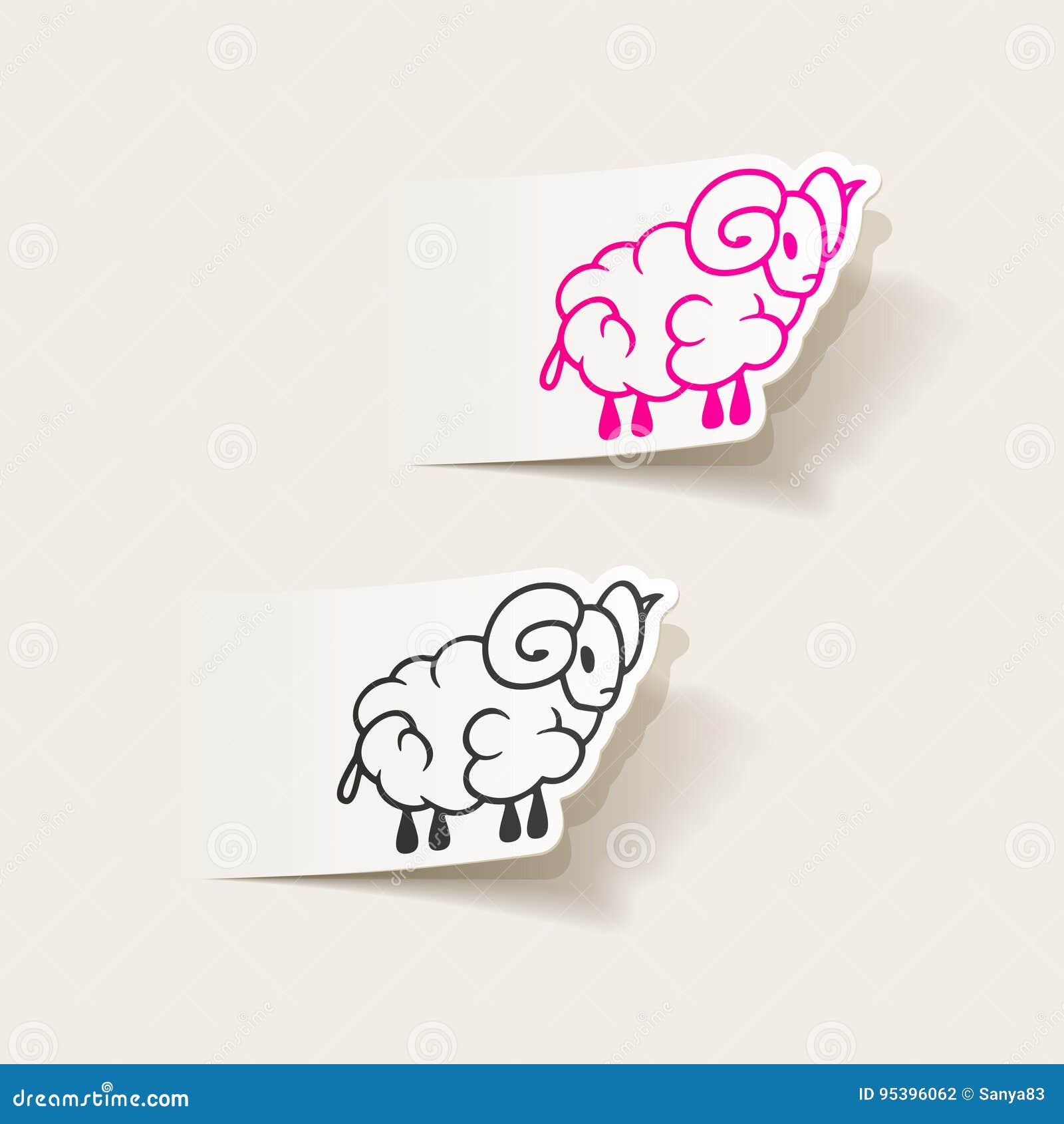 Realistic Design Element: Sheep Stock Vector - Illustration of bookmark ...