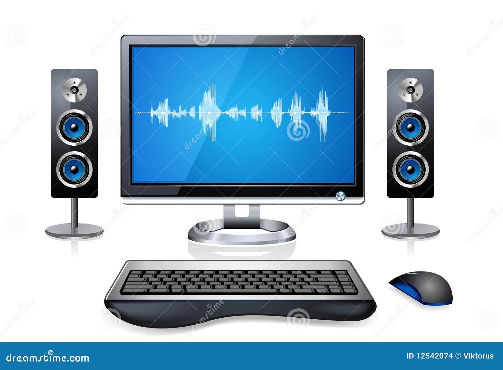 Realistic Desktop Computer stock vector. Illustration of black - 12542074