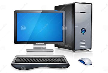 Realistic Desktop Computer stock vector. Illustration of black - 12542112
