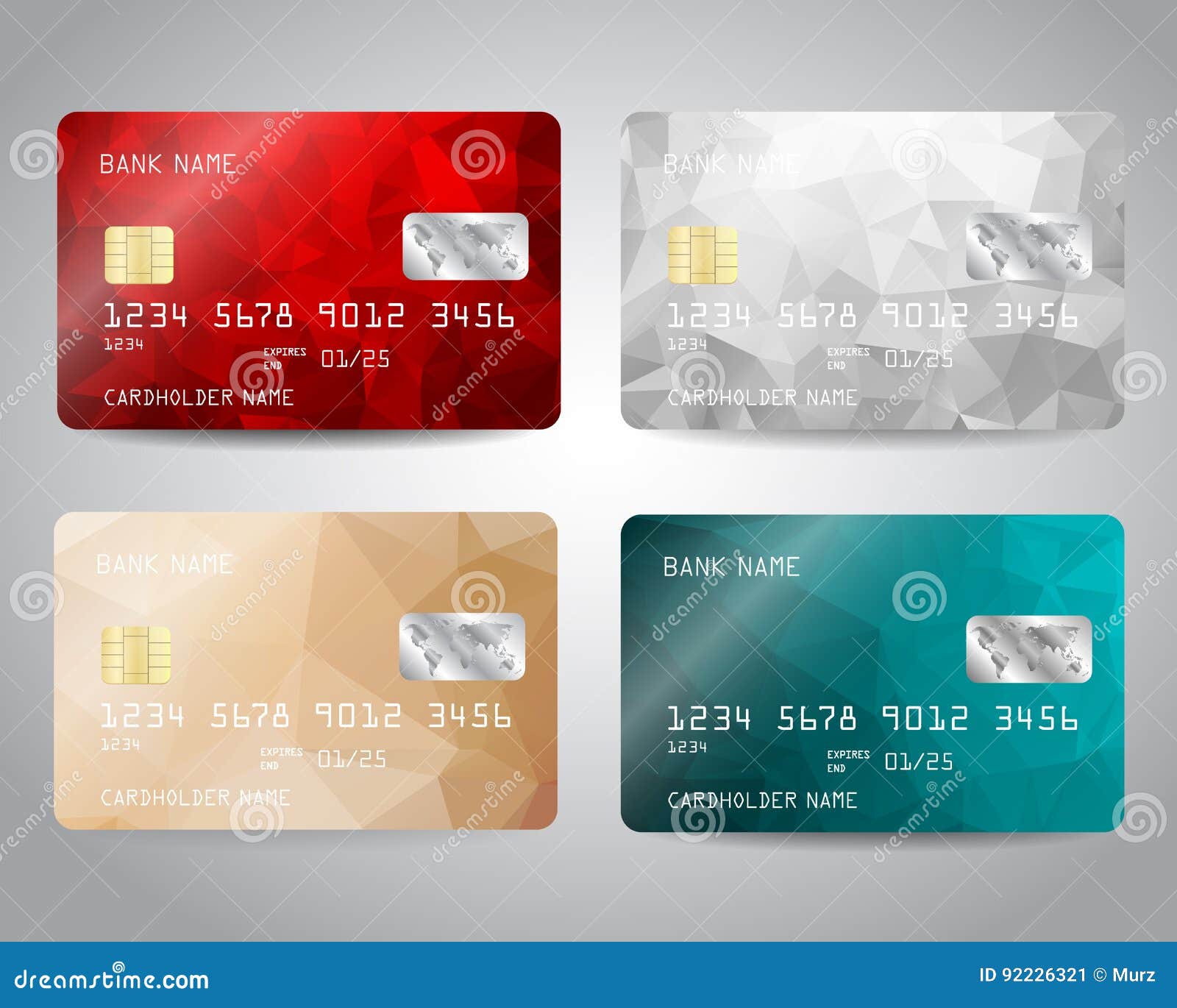 Realistic Detailed Credit Cards Set Stock Vector - Illustration of ...