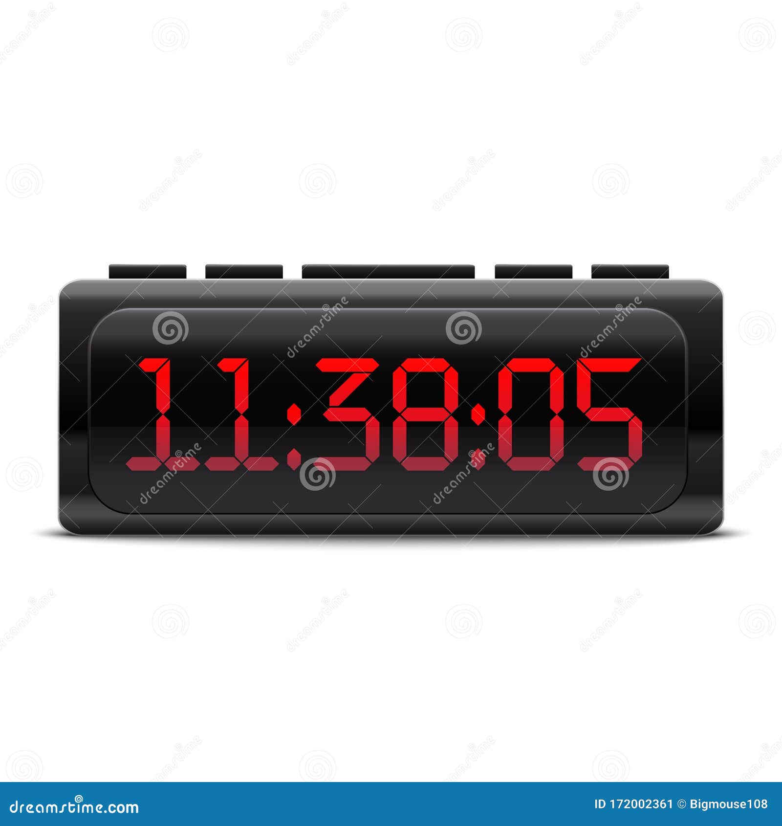 Realistic Detailed 3d Black Digital Countdown Clock. Vector Stock ...
