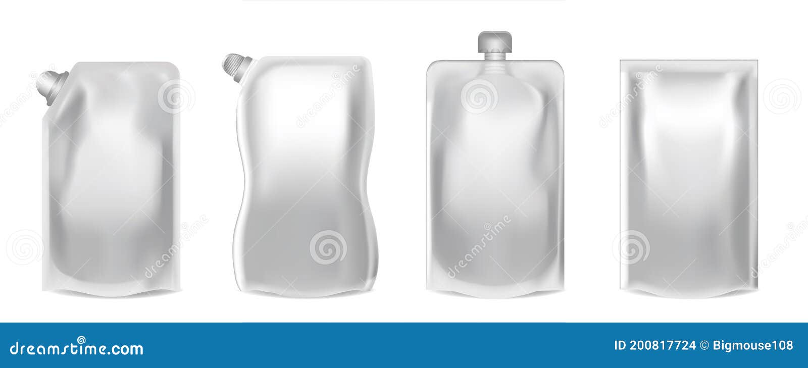 Realistic Detailed 3d Blank Doy Pack Template Set. Vector Stock Vector ...