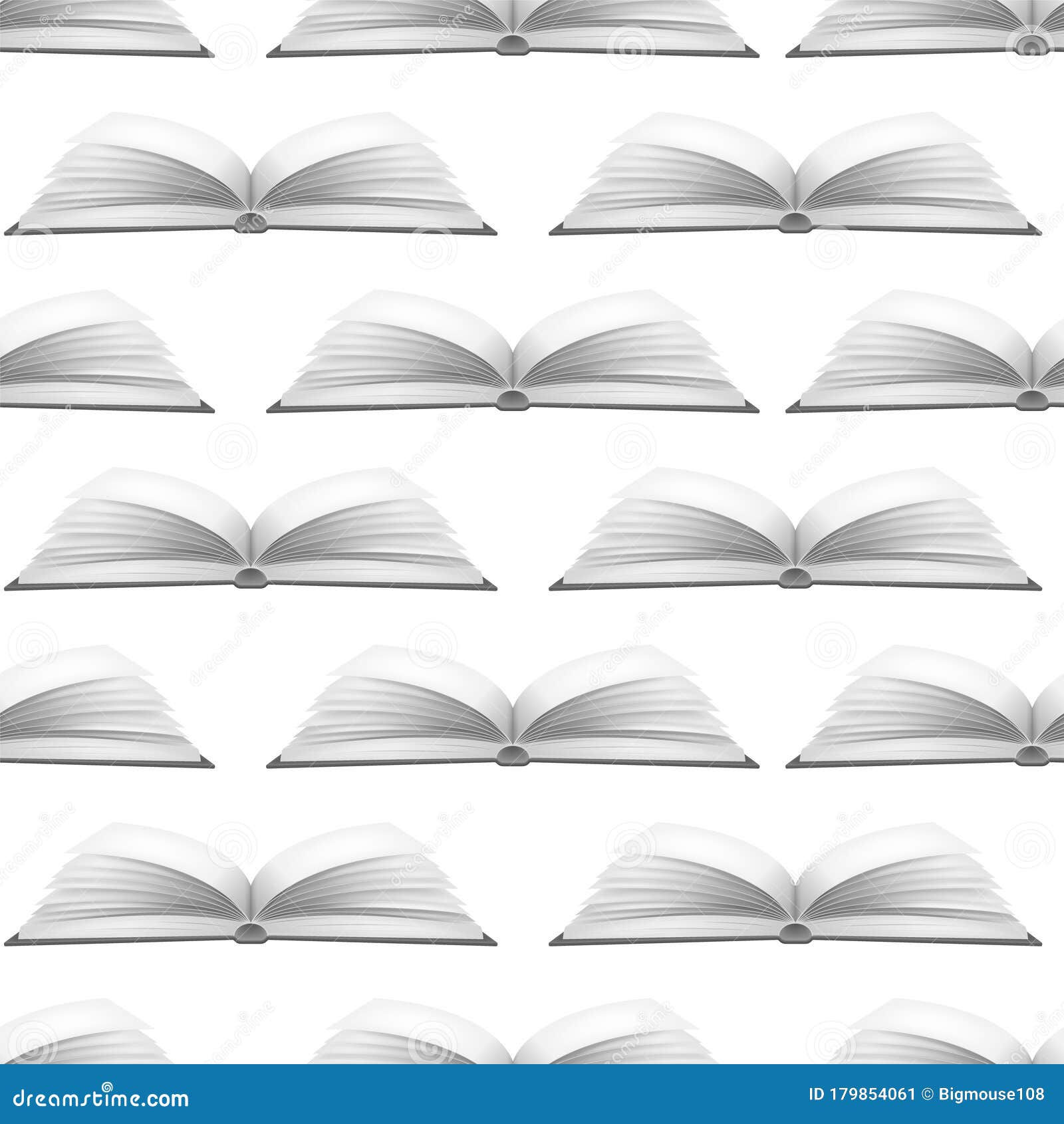 Realistic Detailed 3d Blank Open Book Seamless Pattern Background ...