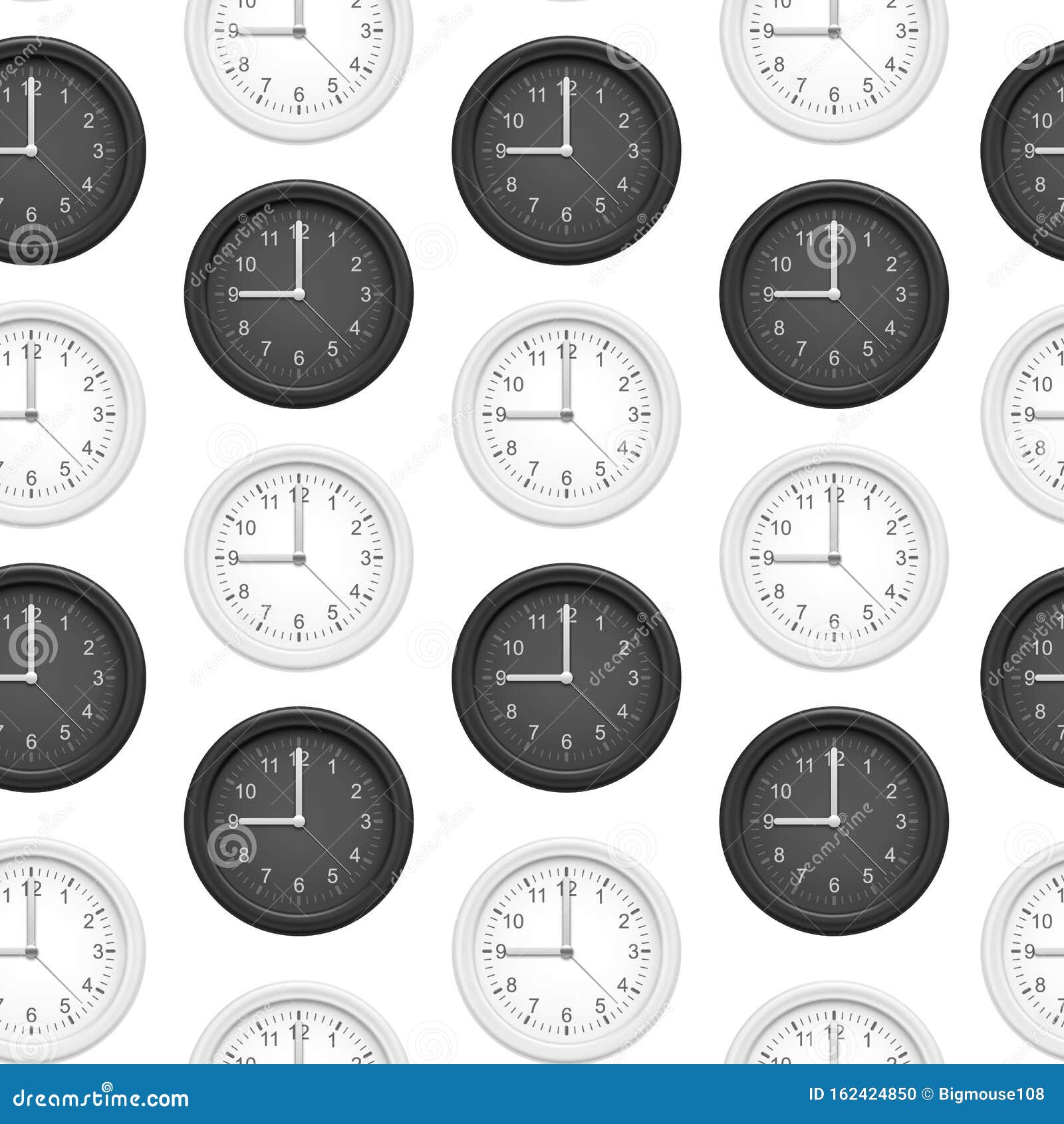 Realistic Detailed 3d Classic Clocks Wall Seamless Pattern Background ...