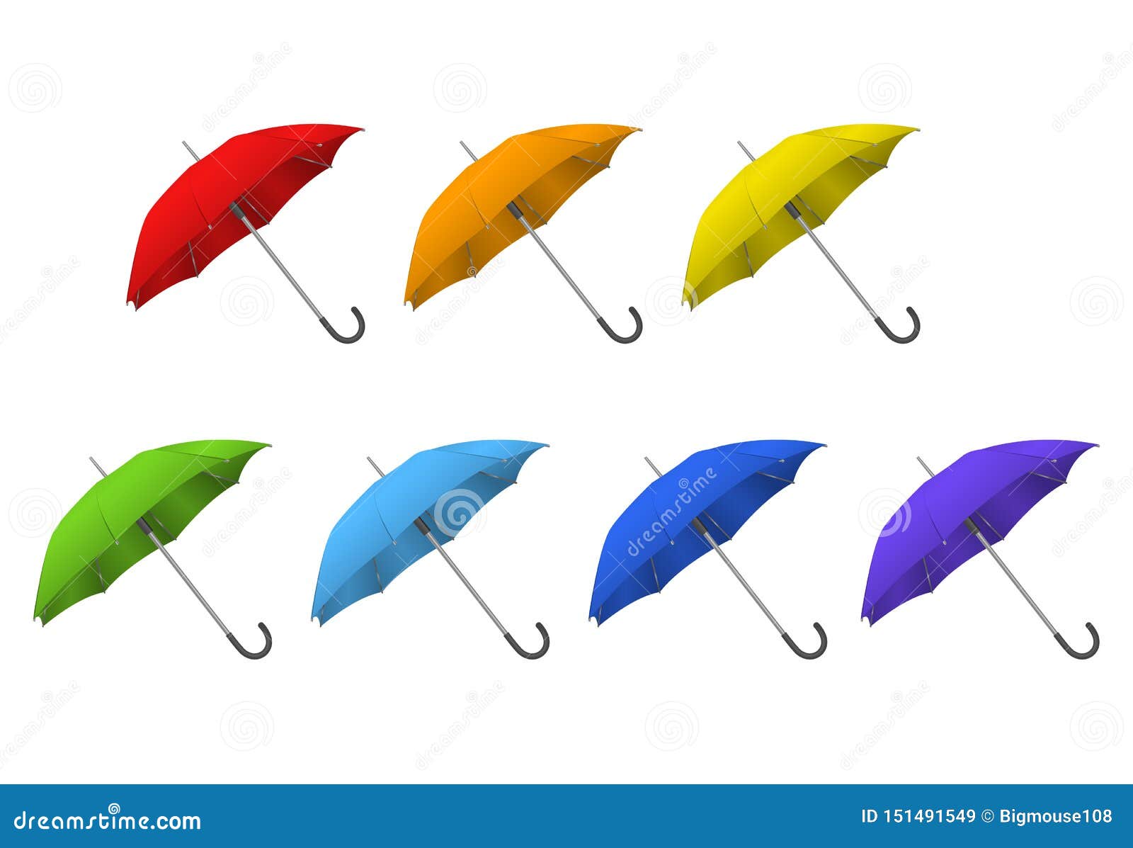 Realistic Detailed 3d Color Blank Umbrella Template Mockup Set. Vector ... Realistic Detailed 3d Color Blank Umbrella Template Mockup Set. Vector ...