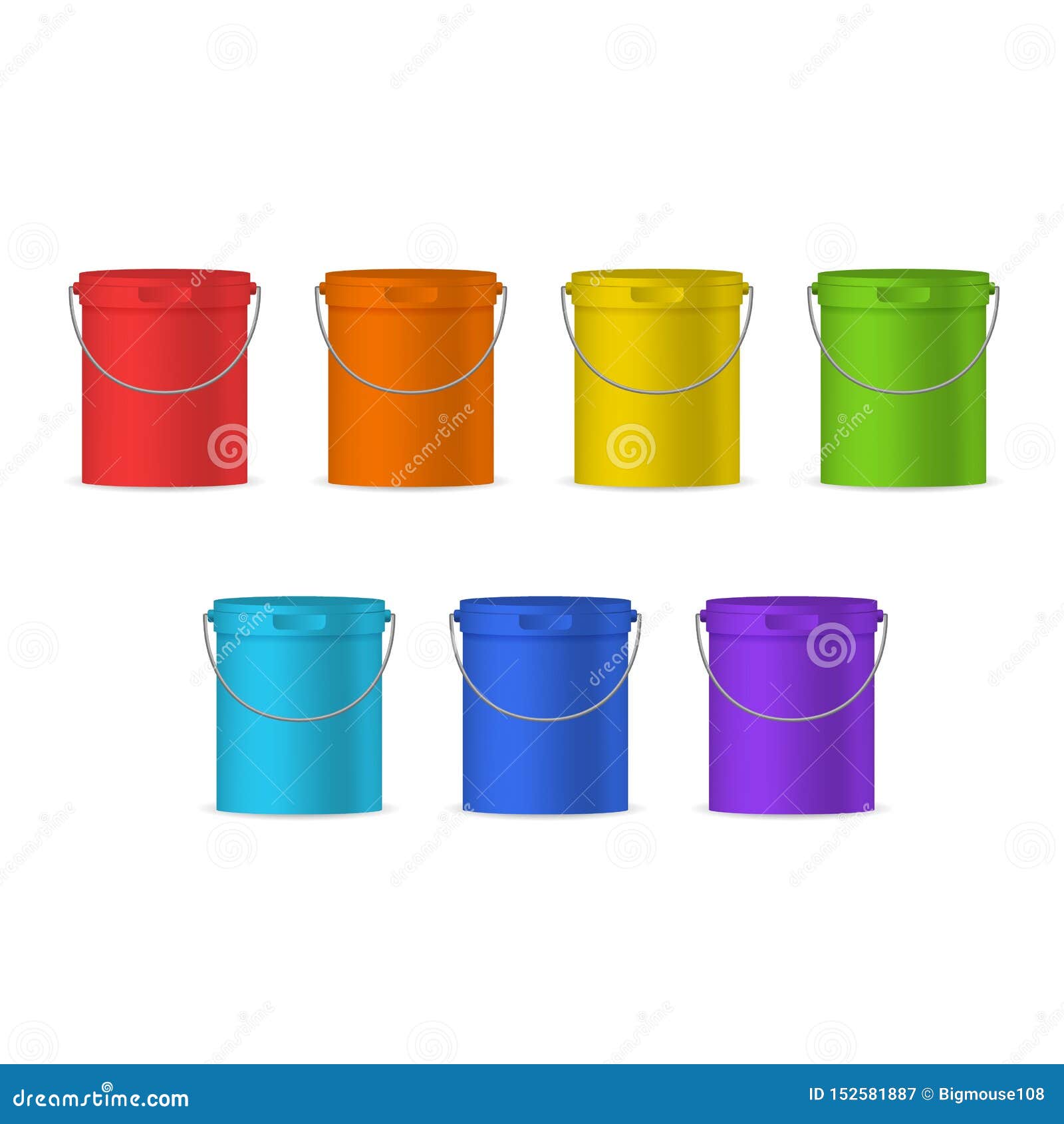 Realistic Detailed 3d Color Plastic Buckets Set. Vector Stock Vector ... Realistic Detailed 3d Color Plastic Buckets Set. Vector Stock Vector ...