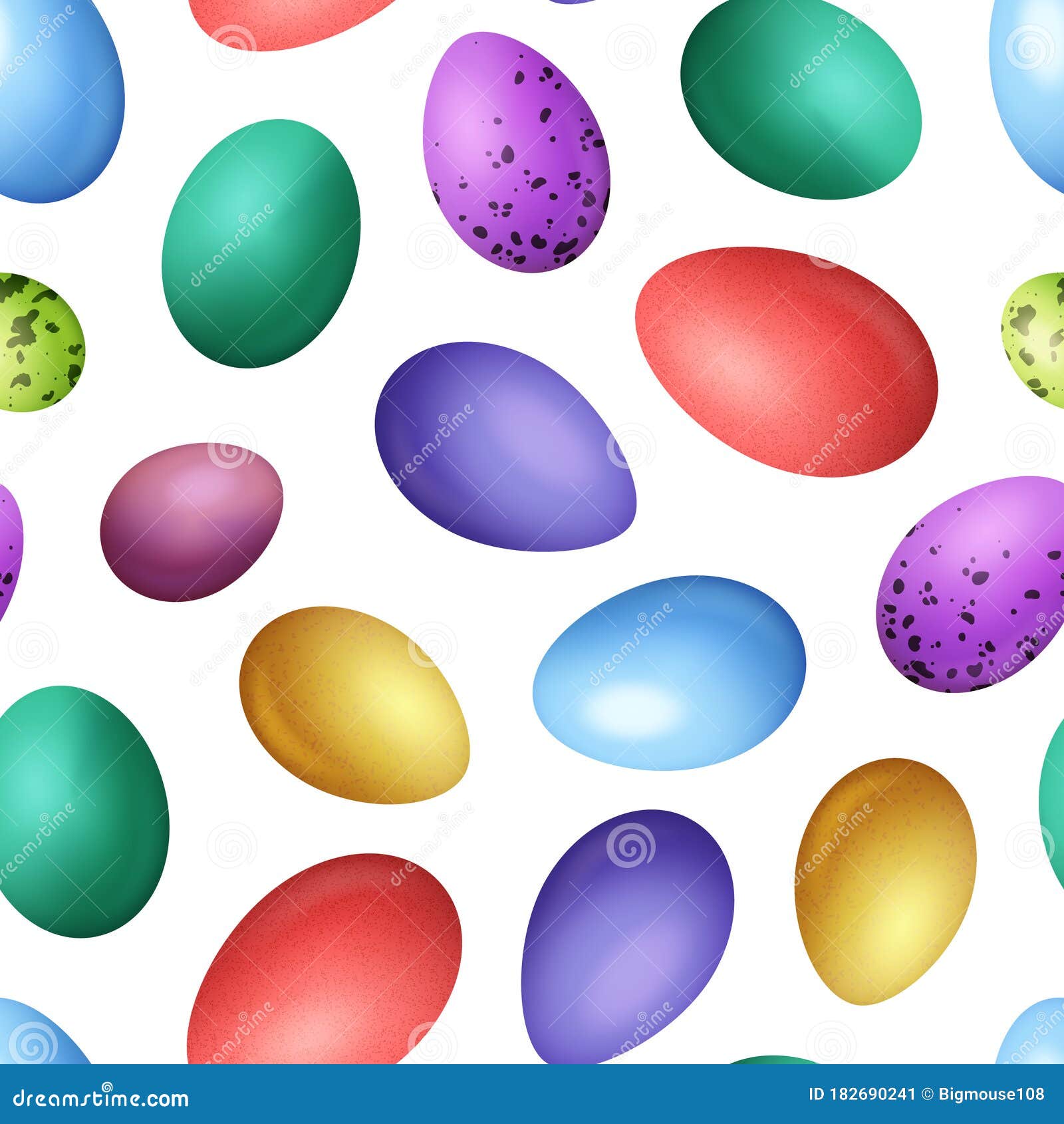 Realistic Detailed 3d Colorful Bird Eggs Seamless Pattern Background ...