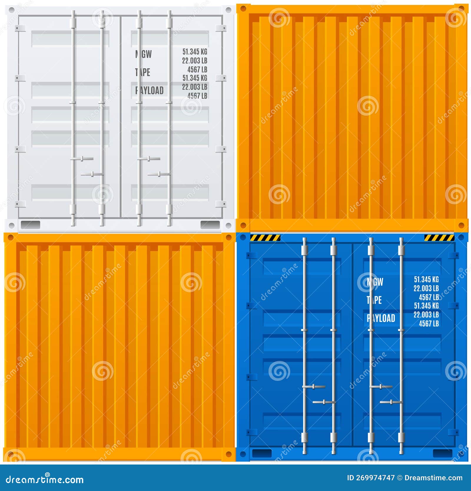 Realistic Detailed 3d Container Banner Background. Vector Stock Vector ...