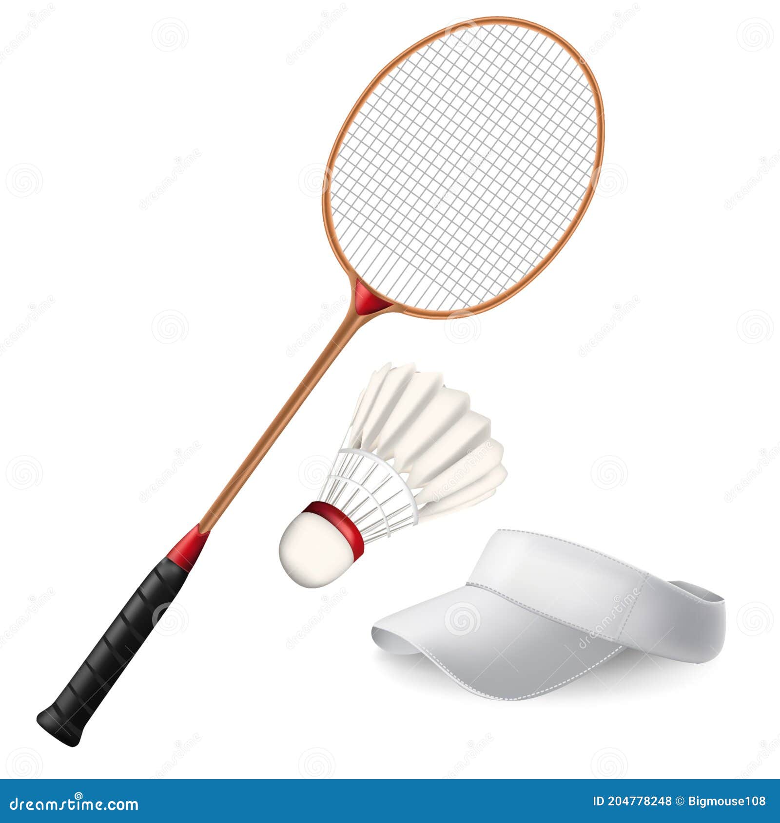 Realistic Detailed 3d Different Badminton Elements Set. Vector Stock ...