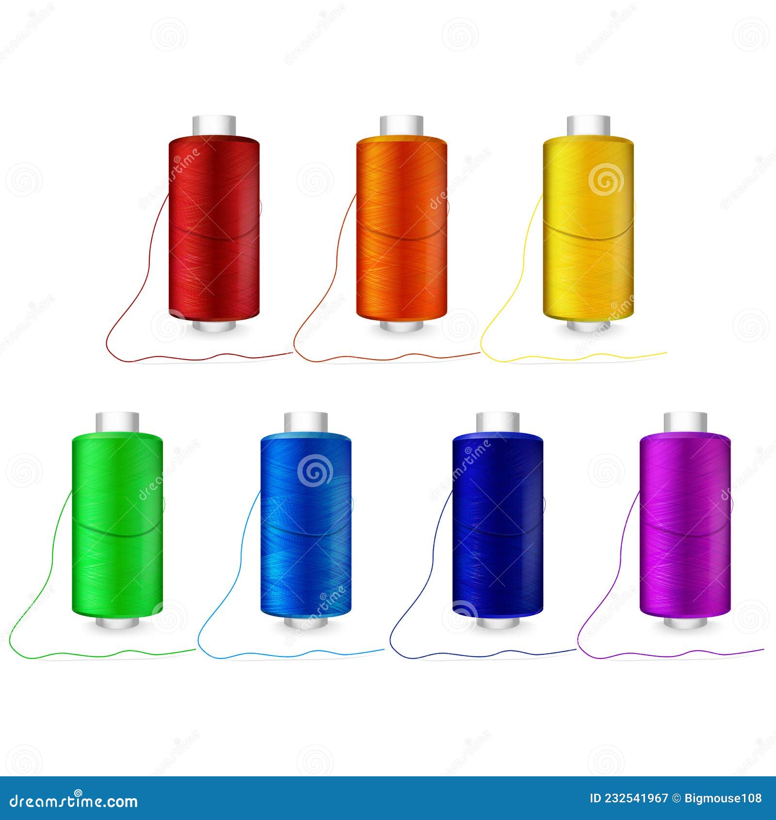 Realistic Detailed 3d Different Color Bobbins Set. Vector Stock Vector ...