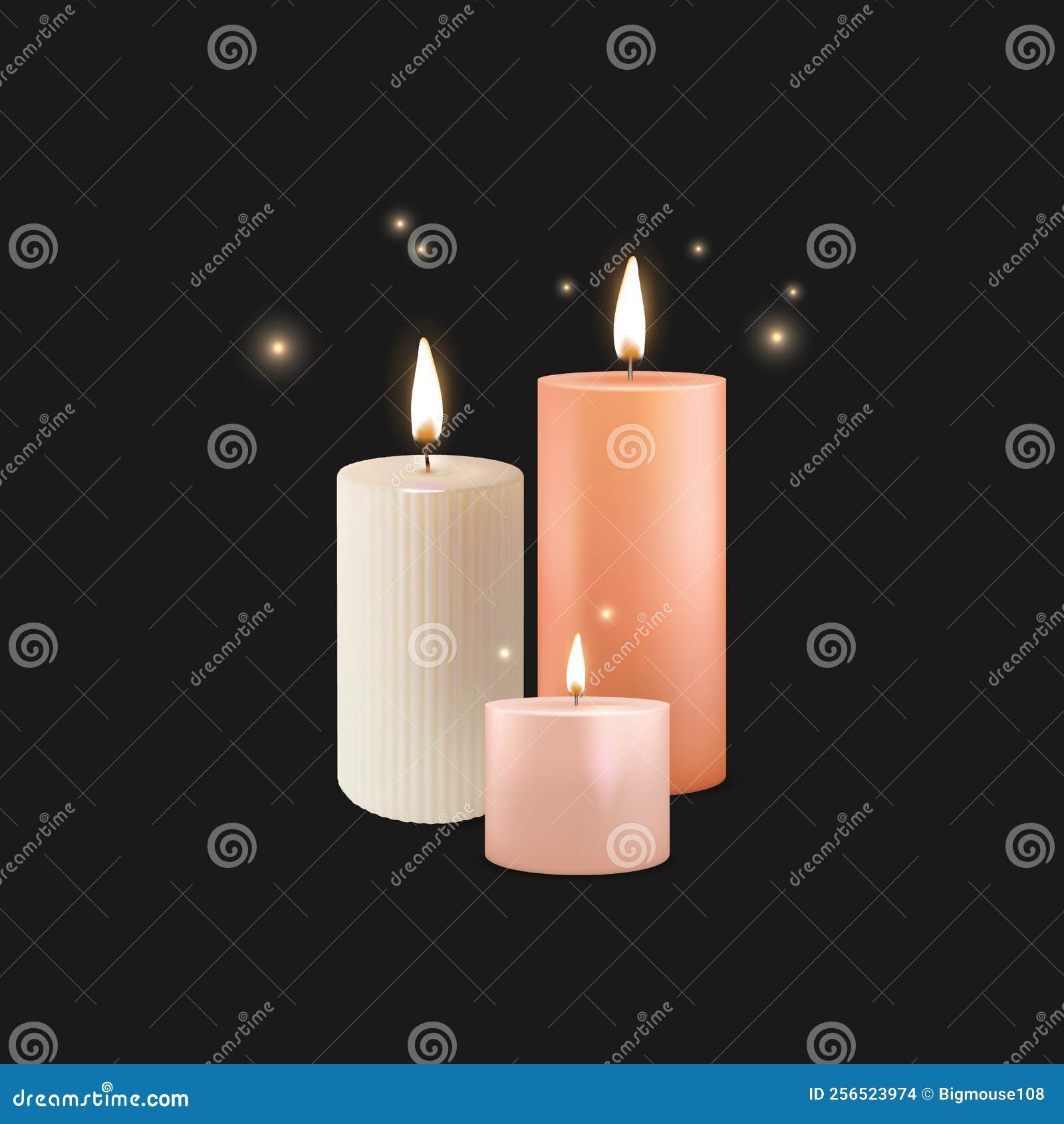 Realistic Detailed 3d Different Color Burning Scented Wax Set. Vector ...