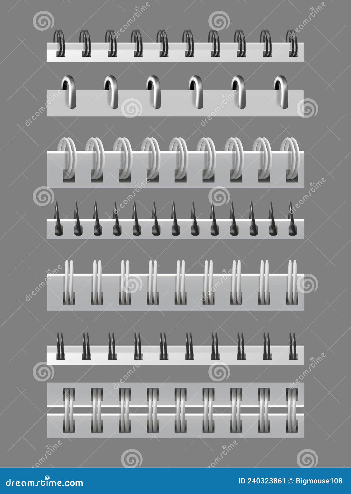 Realistic Detailed 3d Different Metal Binder Set. Vector Stock Vector ...