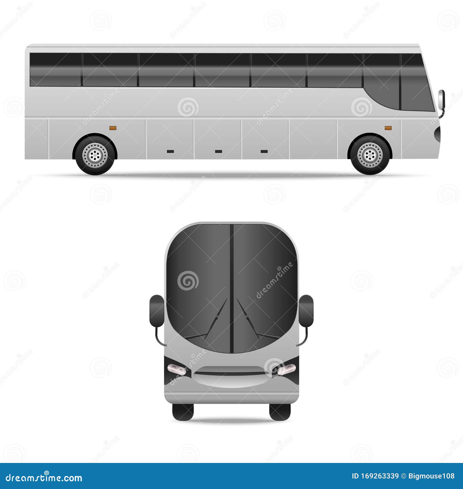 Realistic Detailed 3d Different View White Bus Set. Vector Stock Vector ...