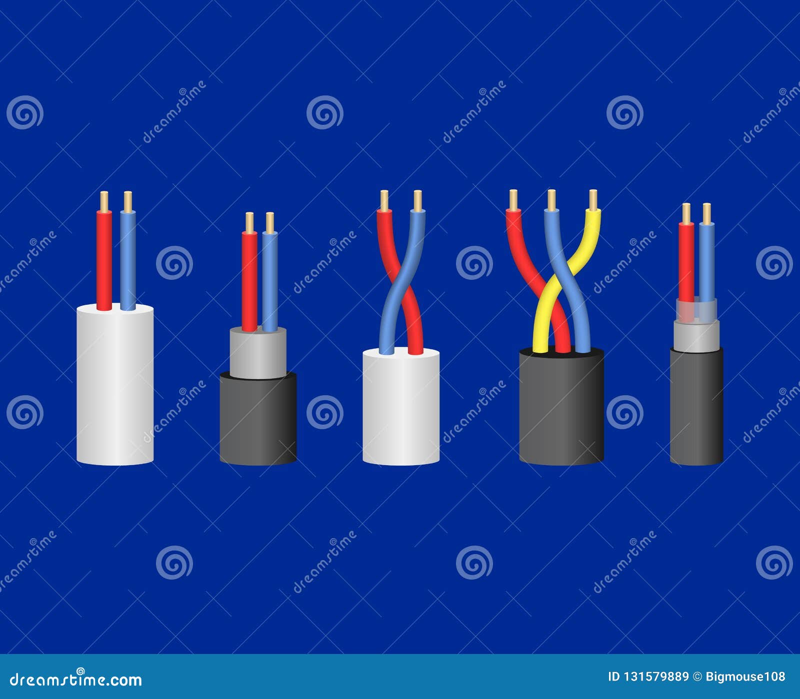 Realistic Detailed 3d Electrical Cable Set. Vector Stock Vector ...