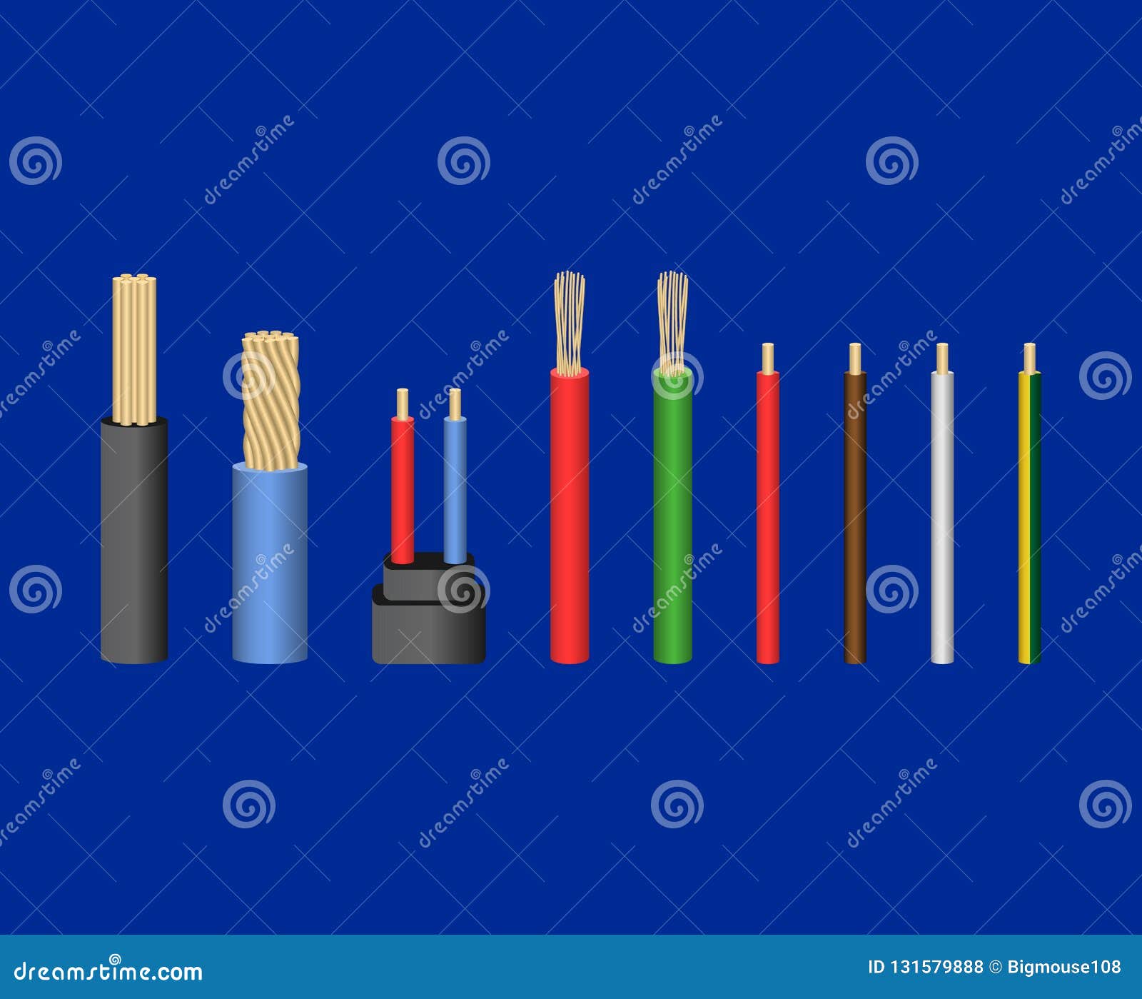 Realistic Detailed 3d Electrical Cable Set. Vector Stock Vector ...