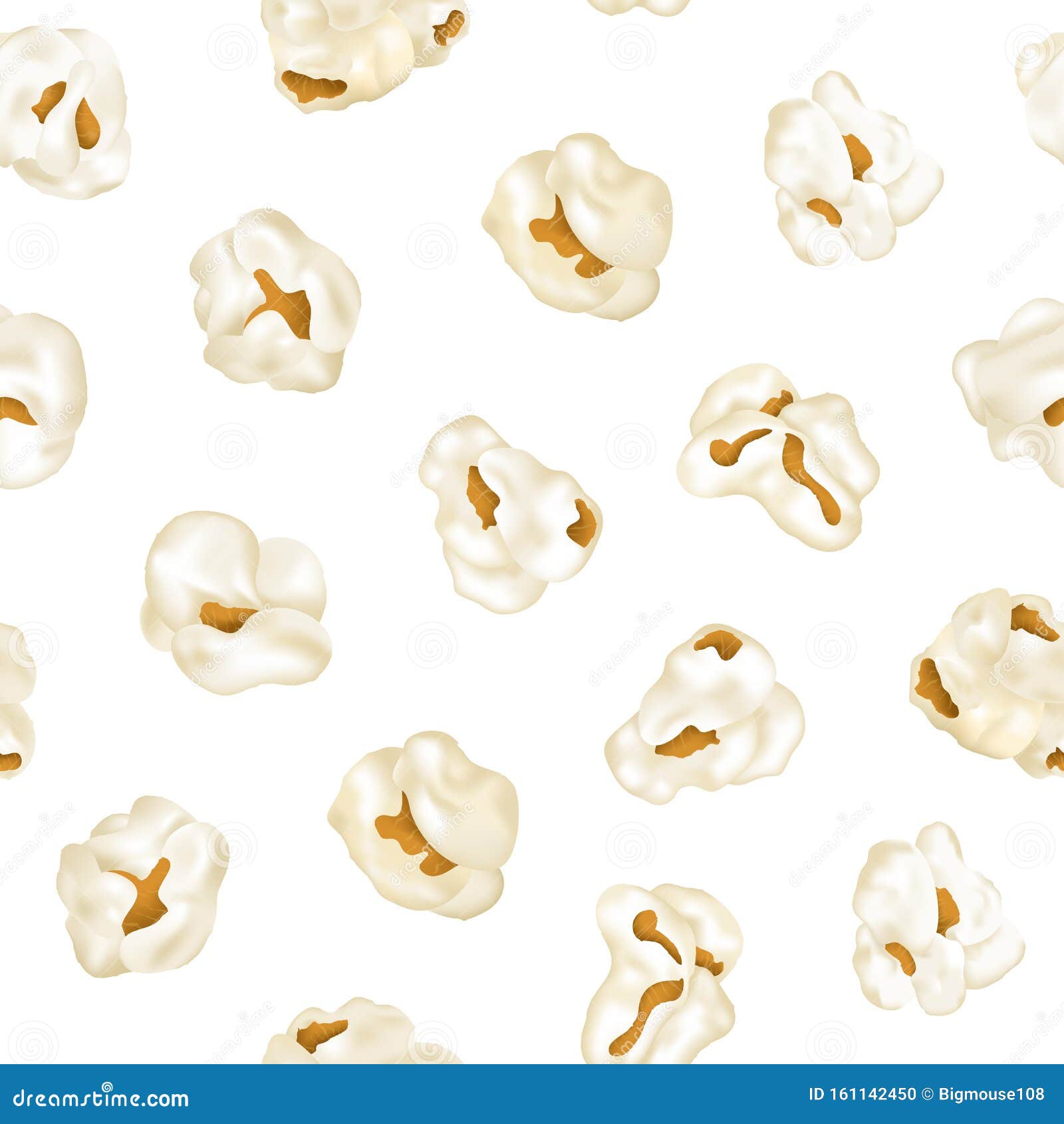 Realistic Detailed 3d Element Popcorn Seamless Pattern Background ...