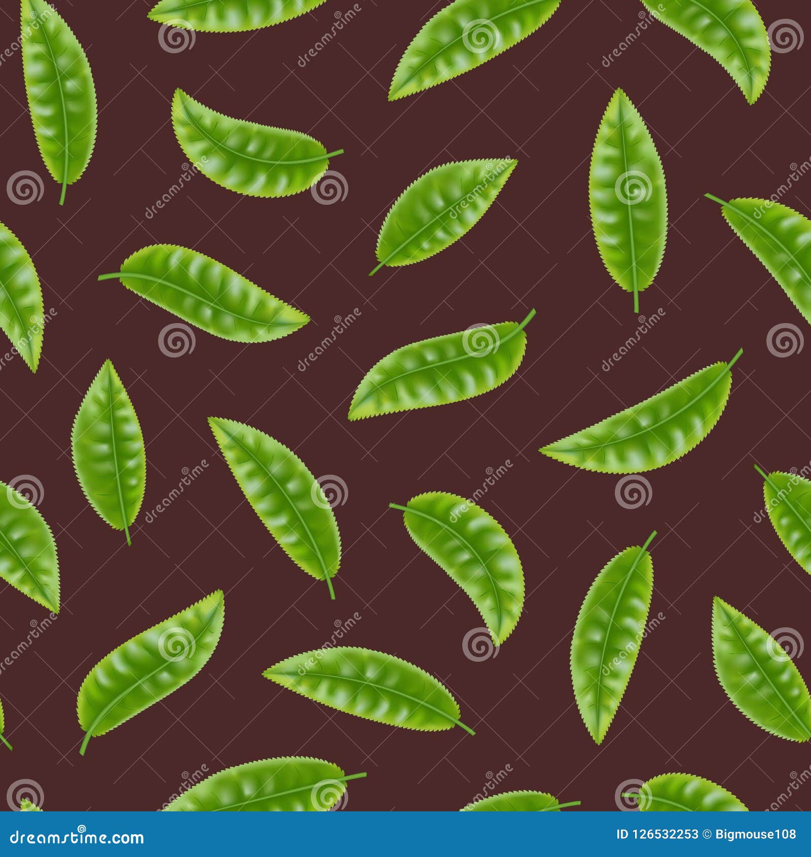 Realistic Detailed 3d Elements Set of Tea Seamless Pattern Background ...