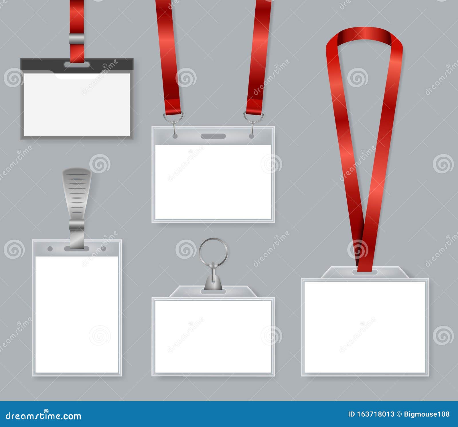 Realistic Detailed 3d Empty Plastic Badges Id Set. Vector Stock Vector ...