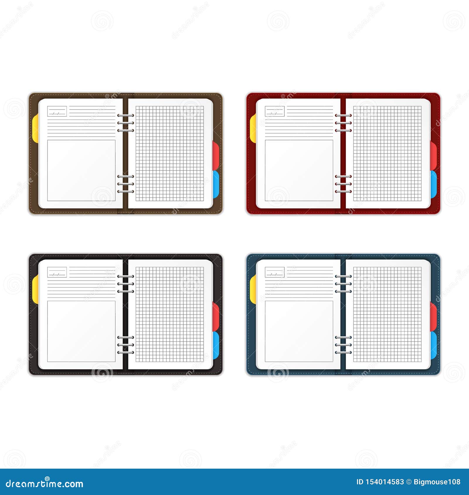 Realistic Detailed 3d Empty Template Organizer Planner Set. Vector ...