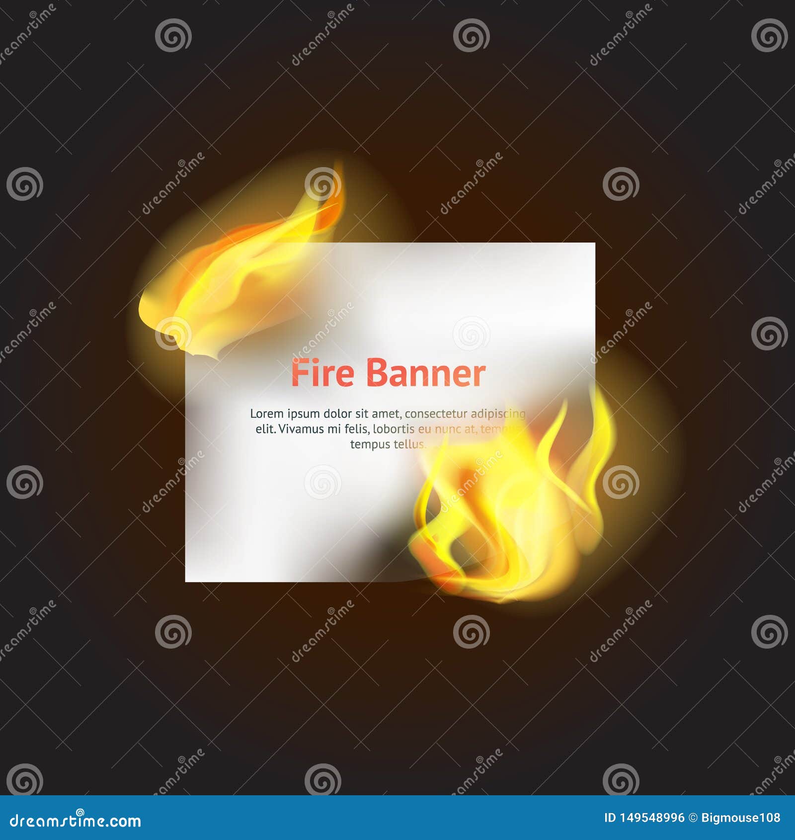 Realistic Detailed 3d Fire Banner with Hot Flame Element. Vector Stock ...