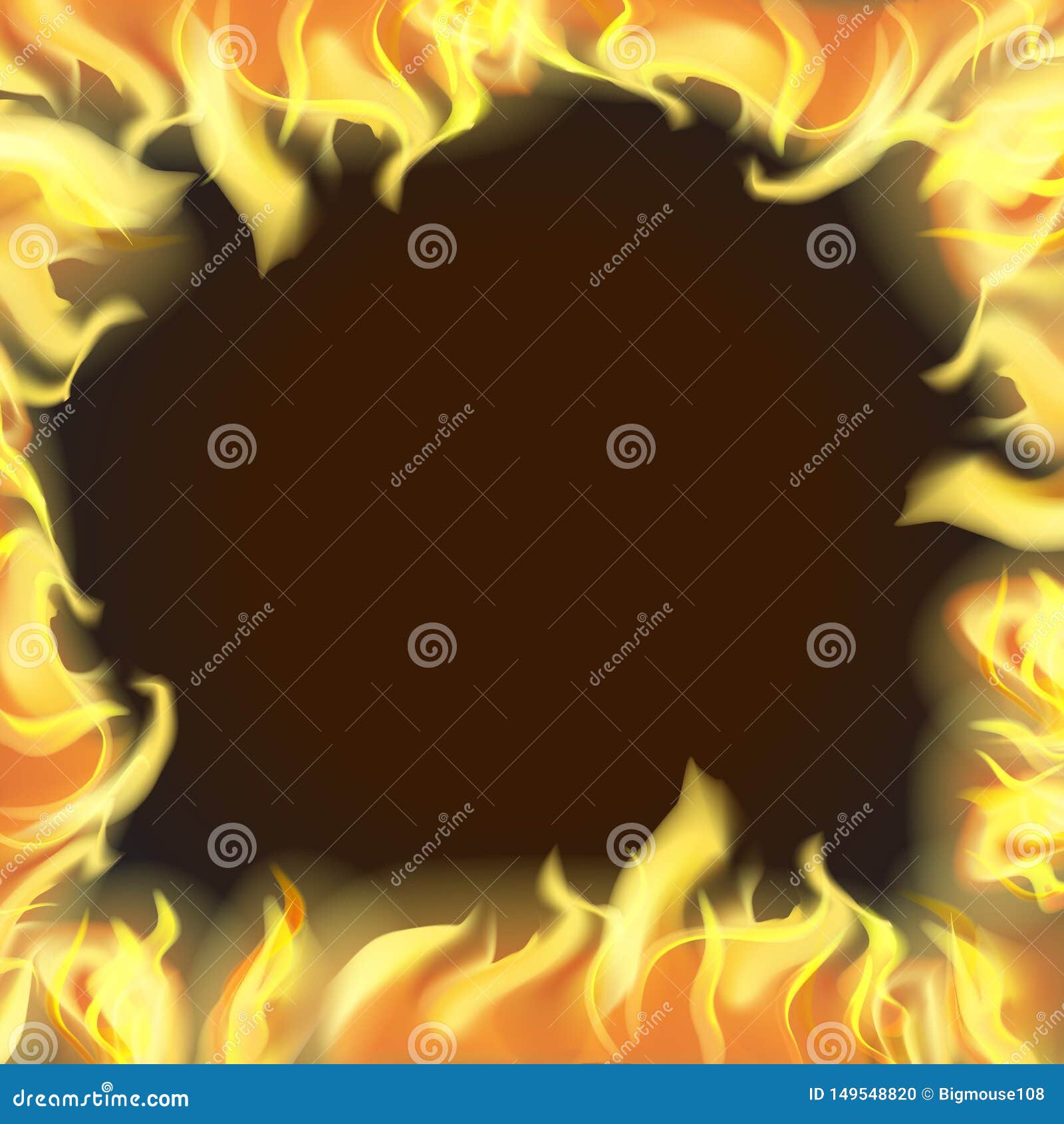 Realistic Detailed 3d Fire Frame or Border. Vector Stock Vector ...